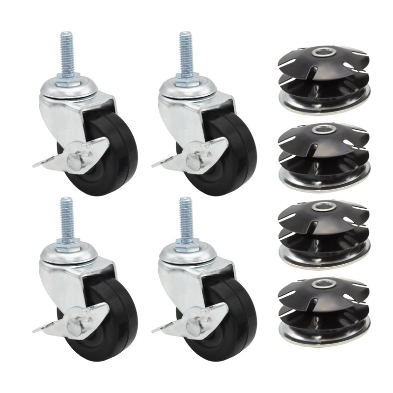 Outwater 2in. Round Metal Double Star Caster Insert With Brakes | Wayfair
