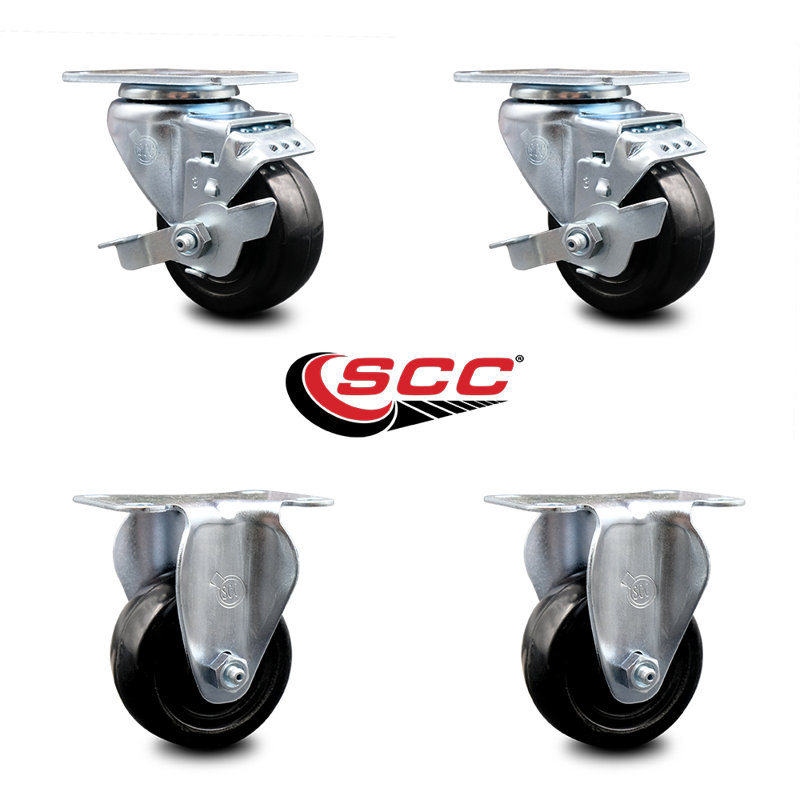 Service Caster 4 Piece Hard Rubber Caster Set | Wayfair