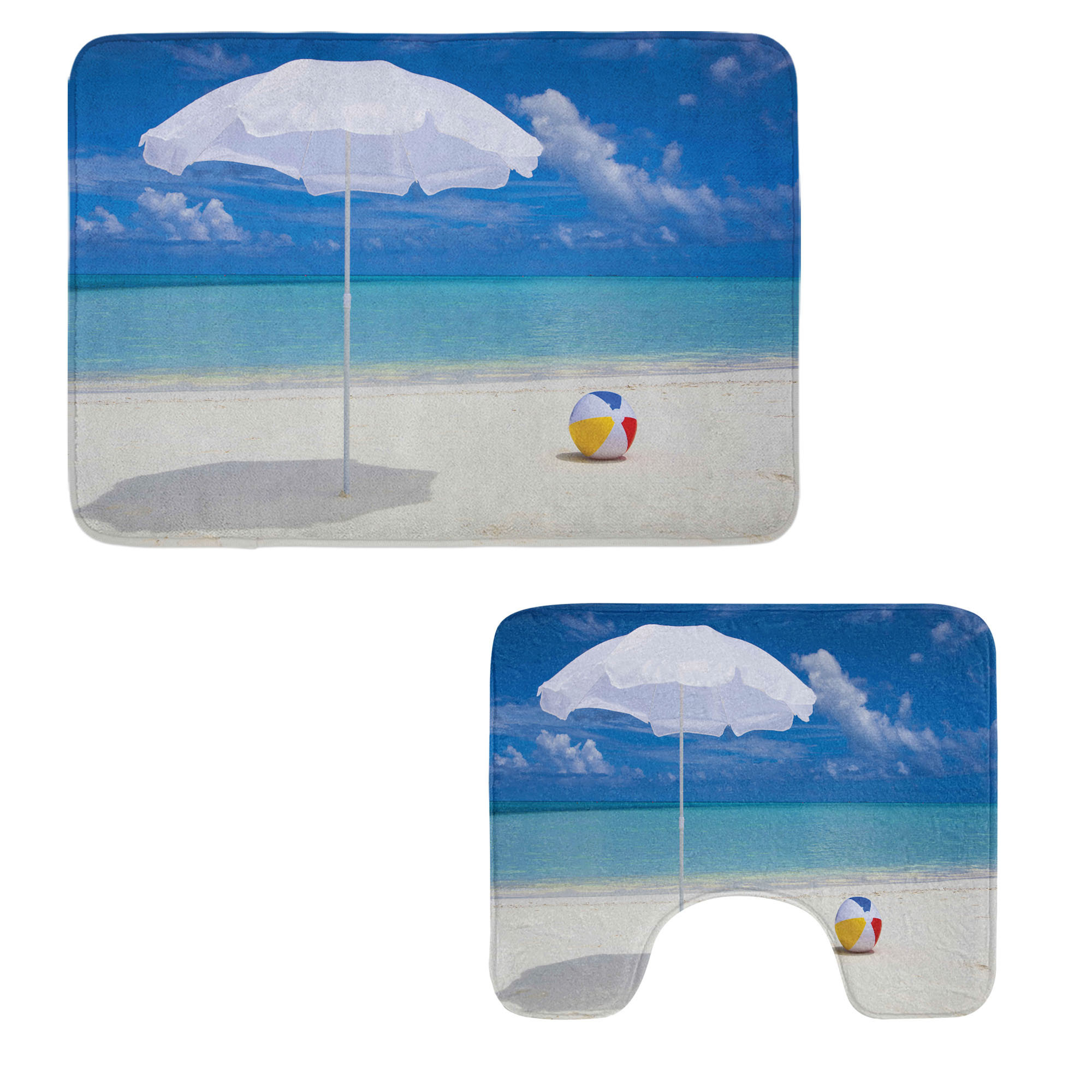 Dakota Fields Beach Bathroom Rug Set 2 Pieces Rectangle & Contour Mats ...