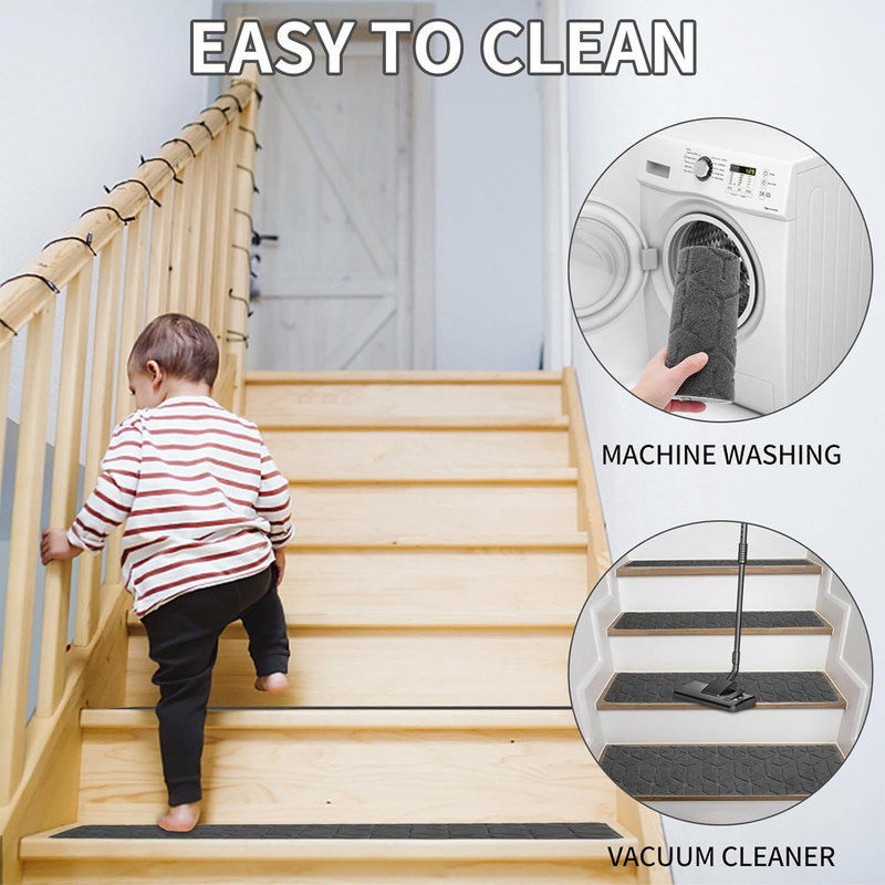 Latitude Run® 8X30in,15Pcs Stair Tread Carpet Runners,Grey Stripe | Wayfair