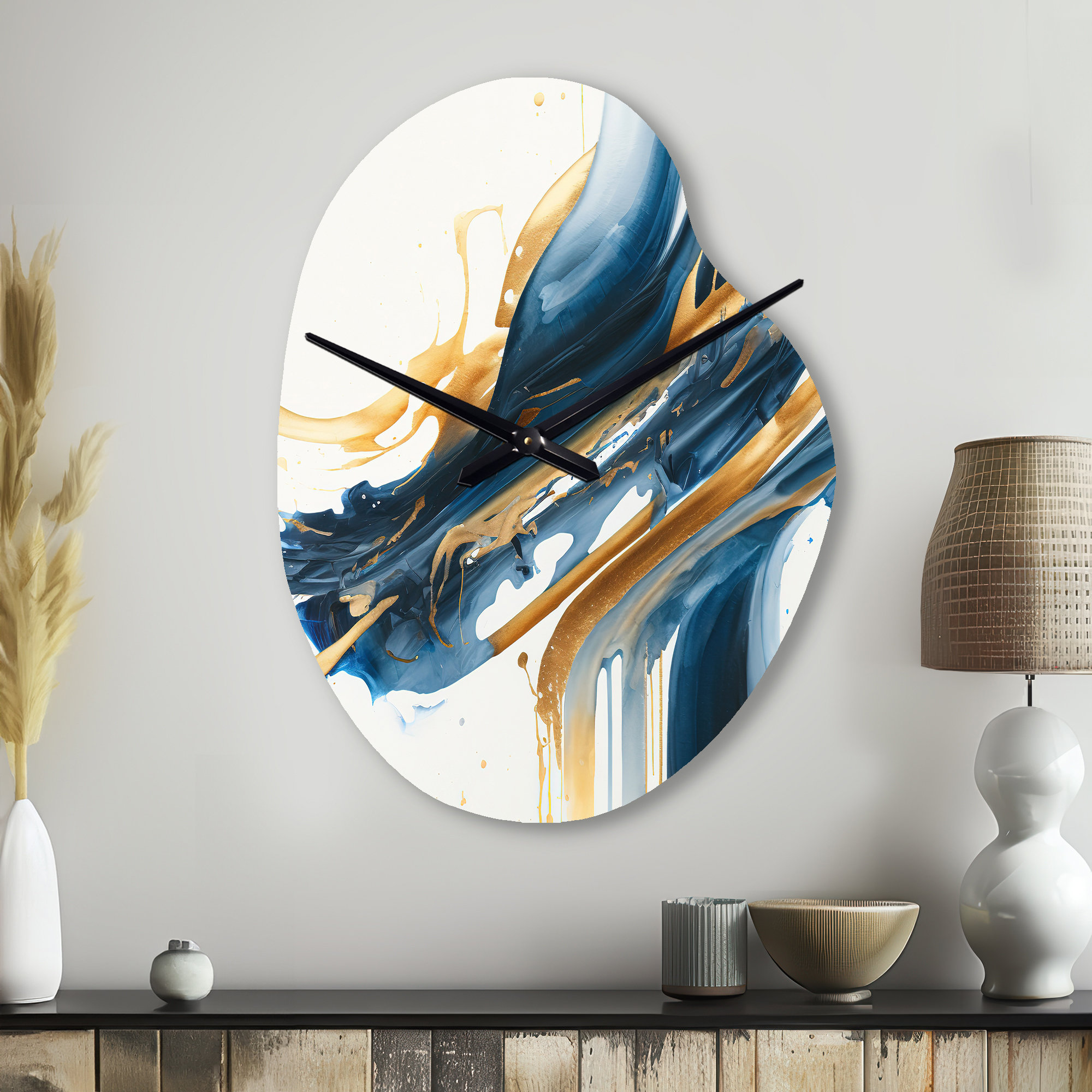 East Urban Home Ingraham - Pear Shape Blue Wall Clock Sculpture | Wayfair