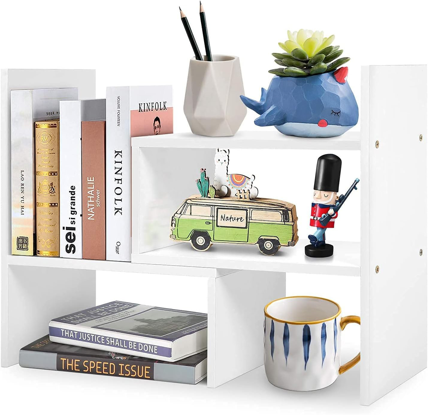 Corrigan Studio Expandable Wood Desktop Bookshelf,Desktop Organizer ...