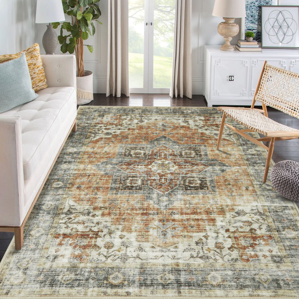 Dakota Fields Fitzrovia Machine Washable Damask Rug | Wayfair