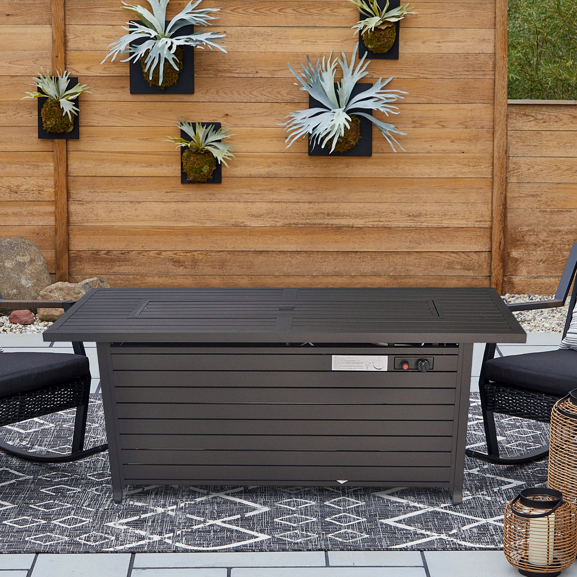 BESTCOSTY 57 In Retangular Outdoor Propane fire Pit Table With Lid ...