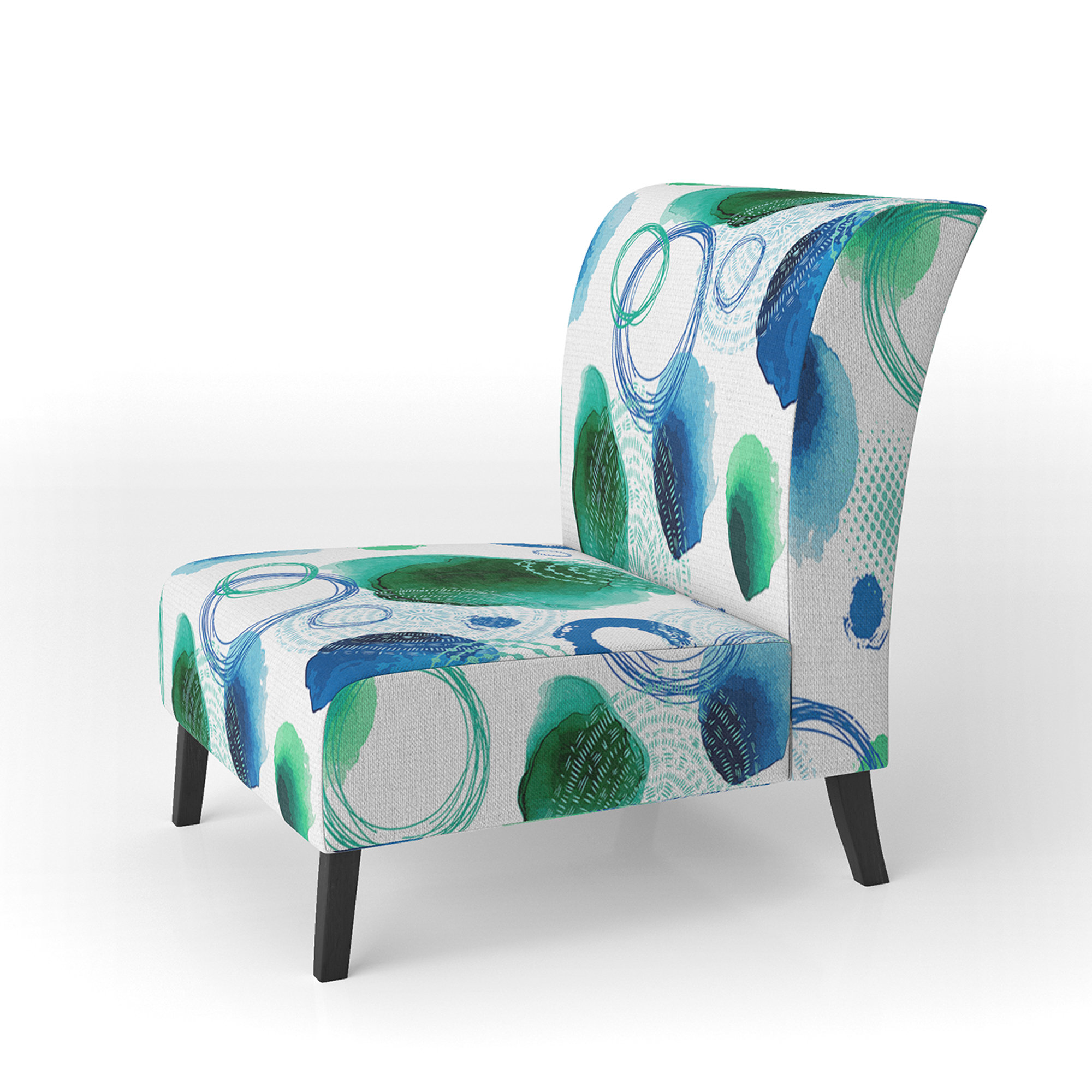 Orren Ellis Blue And Green Circle Pattern - Upholstered Patterned ...