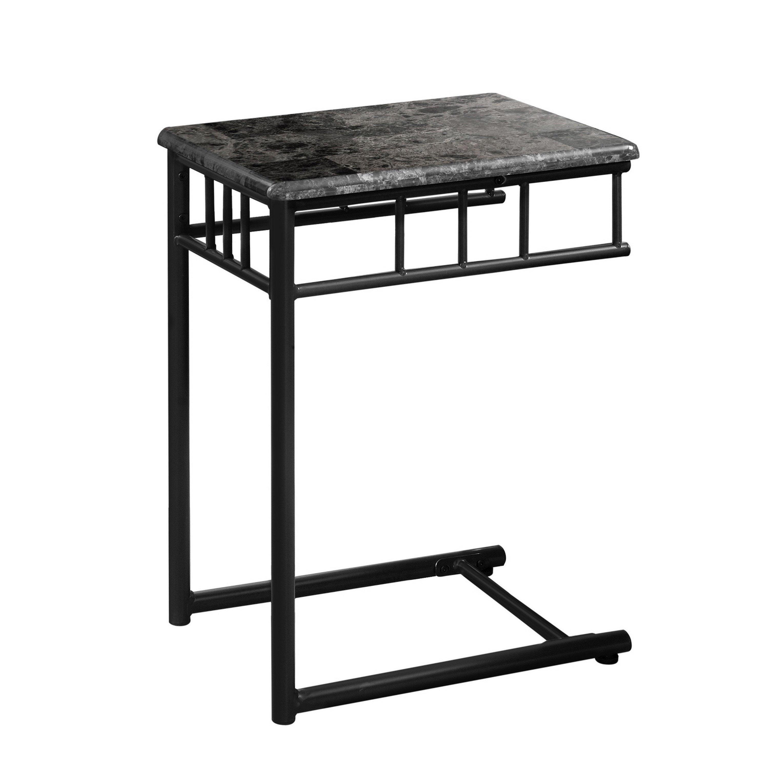 Benjara Table d'appoint Richard, forme de C, faux marbre gris, métal ...