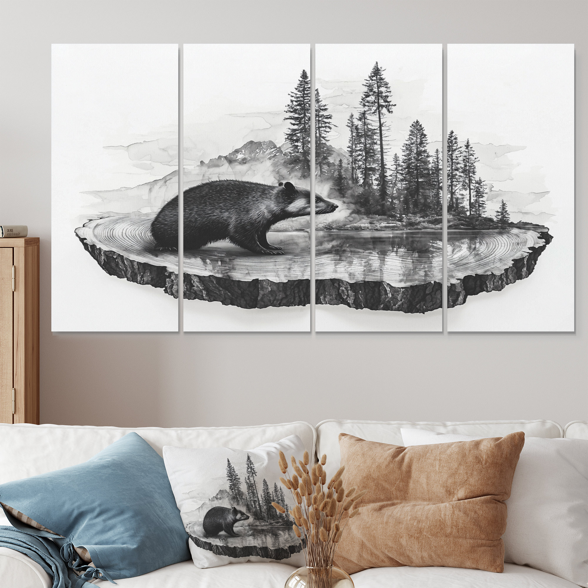 Loon Peak® Beaver In Pine Monochrome Wood Slide II - Beaver Wall Decor ...