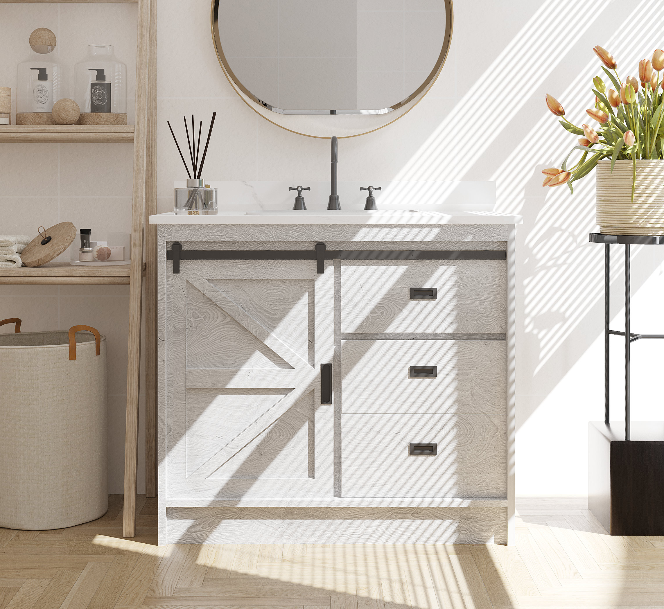 Gracie Oaks Maravilla 30'' Single Bathroom Vanity with Stone Top | Wayfair