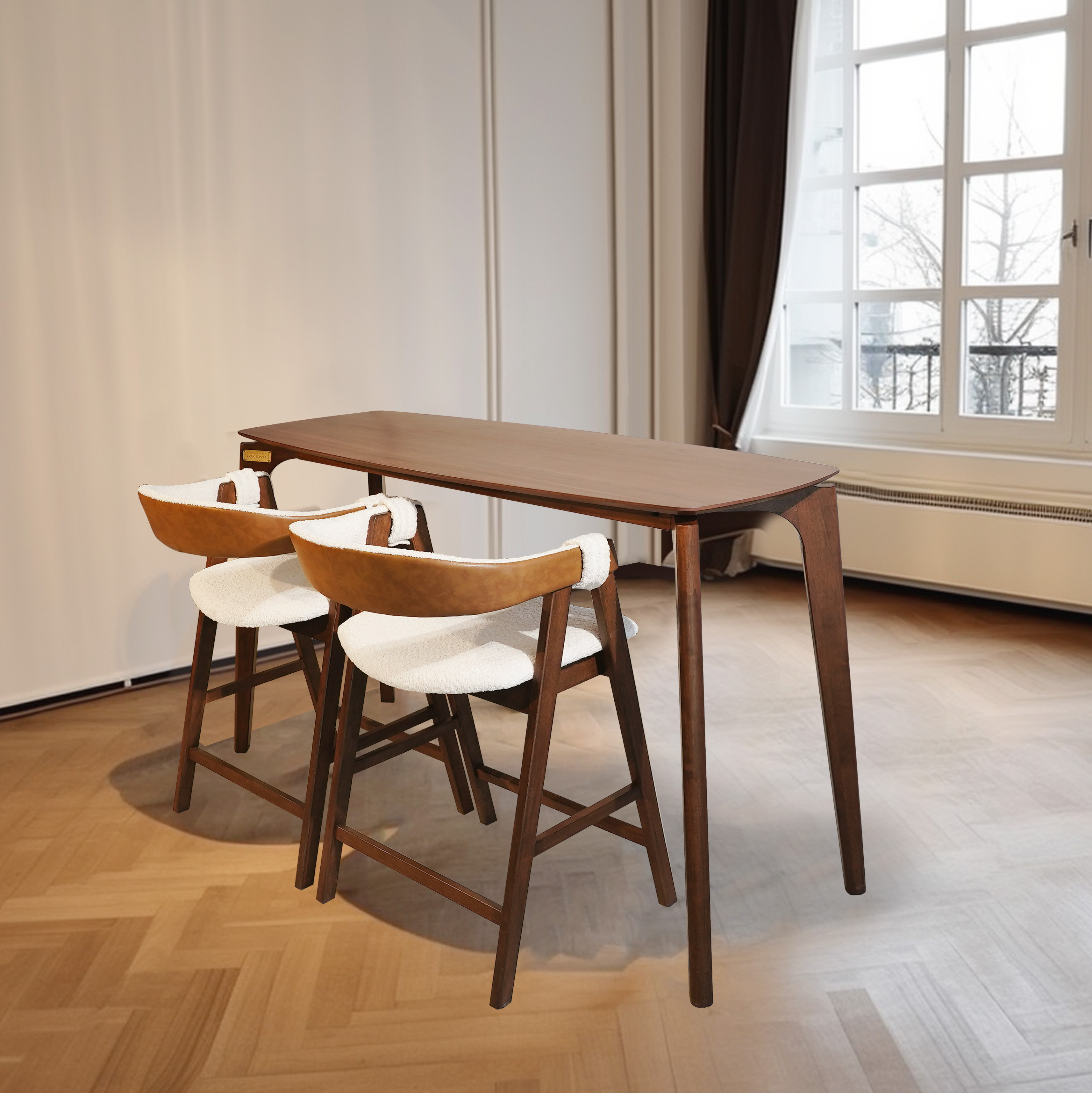 Corrigan Studio® Kromer Space-Saving Solid Wood Bar Chairs(2 Sets ...