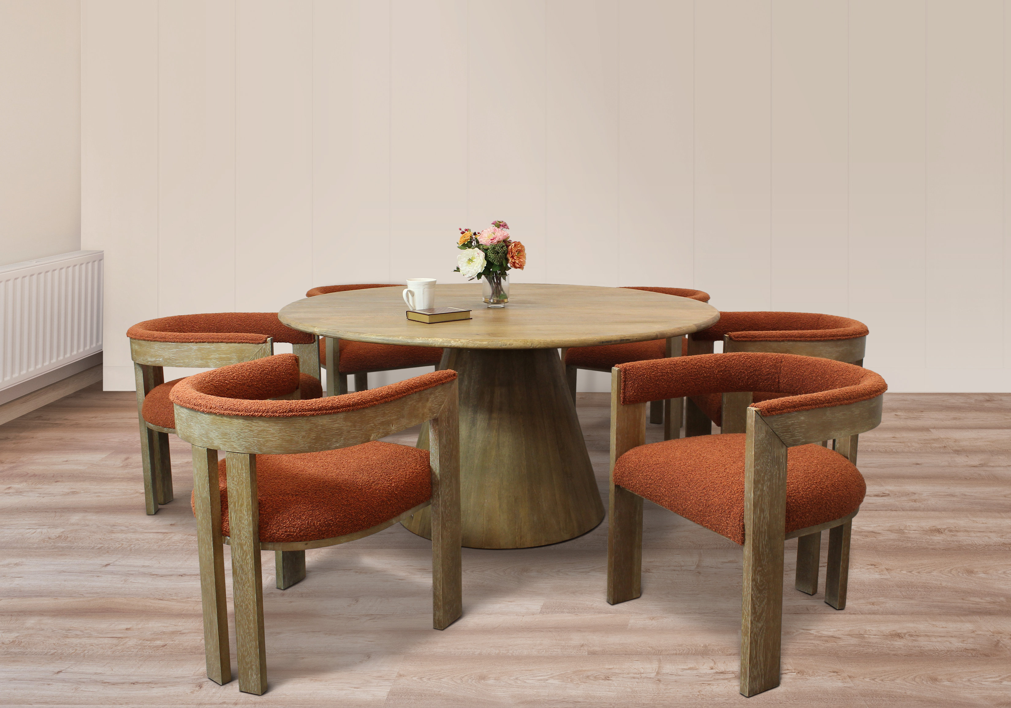 MOTI Furniture Jade 60" Dining Table With 6 Trident Rust Chairs | Wayfair
