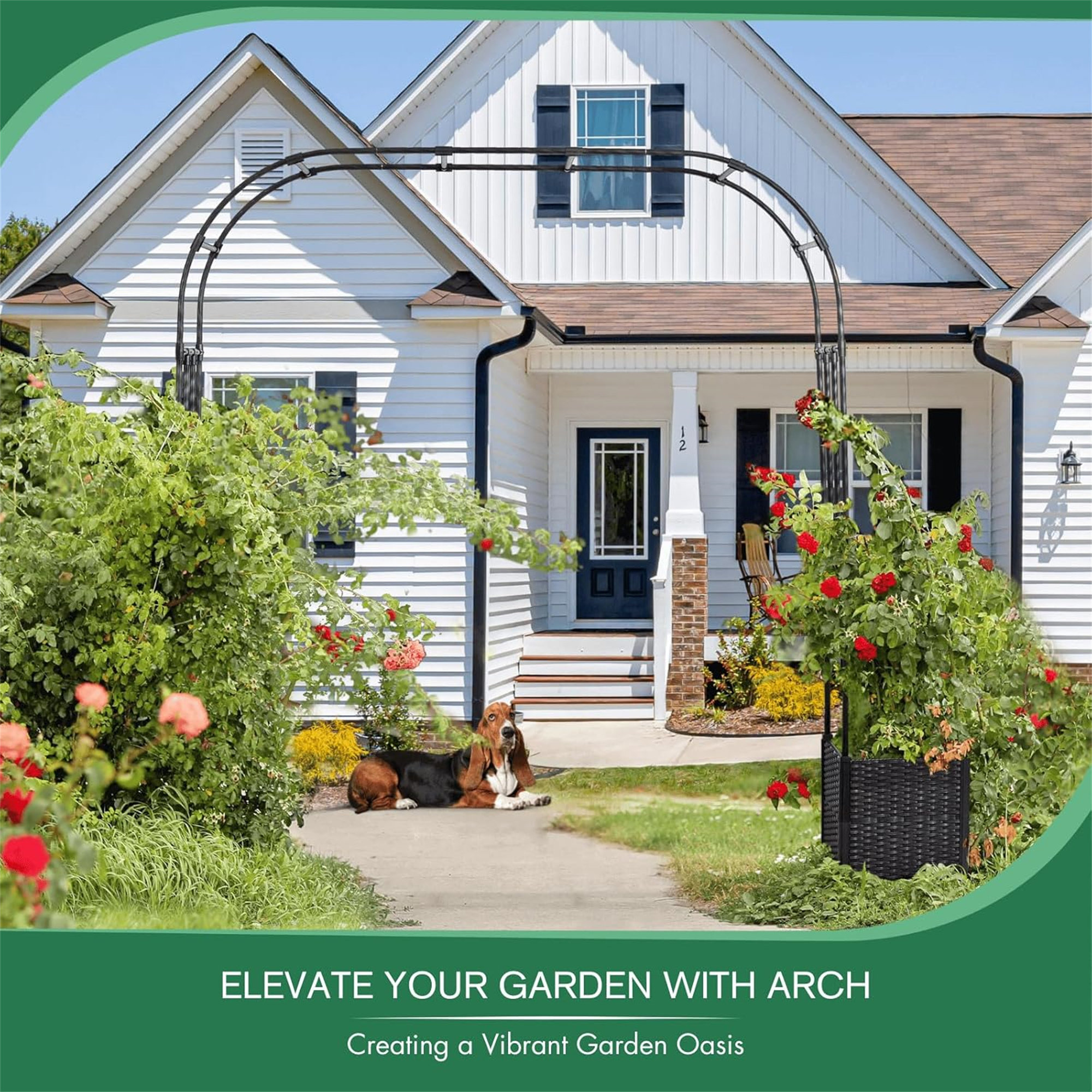 EXEBIL Garden Arch Trellis for Climbing Plants Outdoor with 2 Set ...