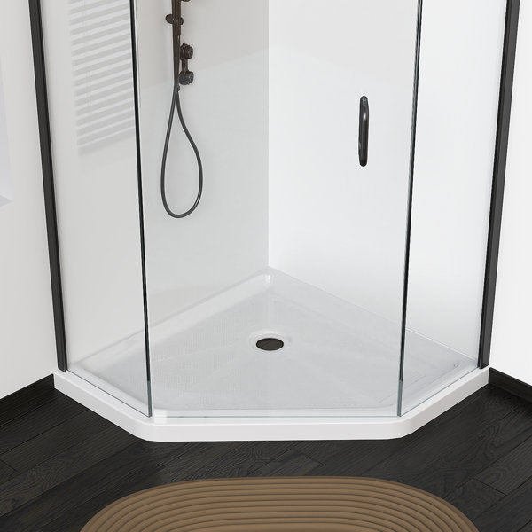 CKB 38" W x 38" D White Neo-Angle Double threshold Shower Base ...