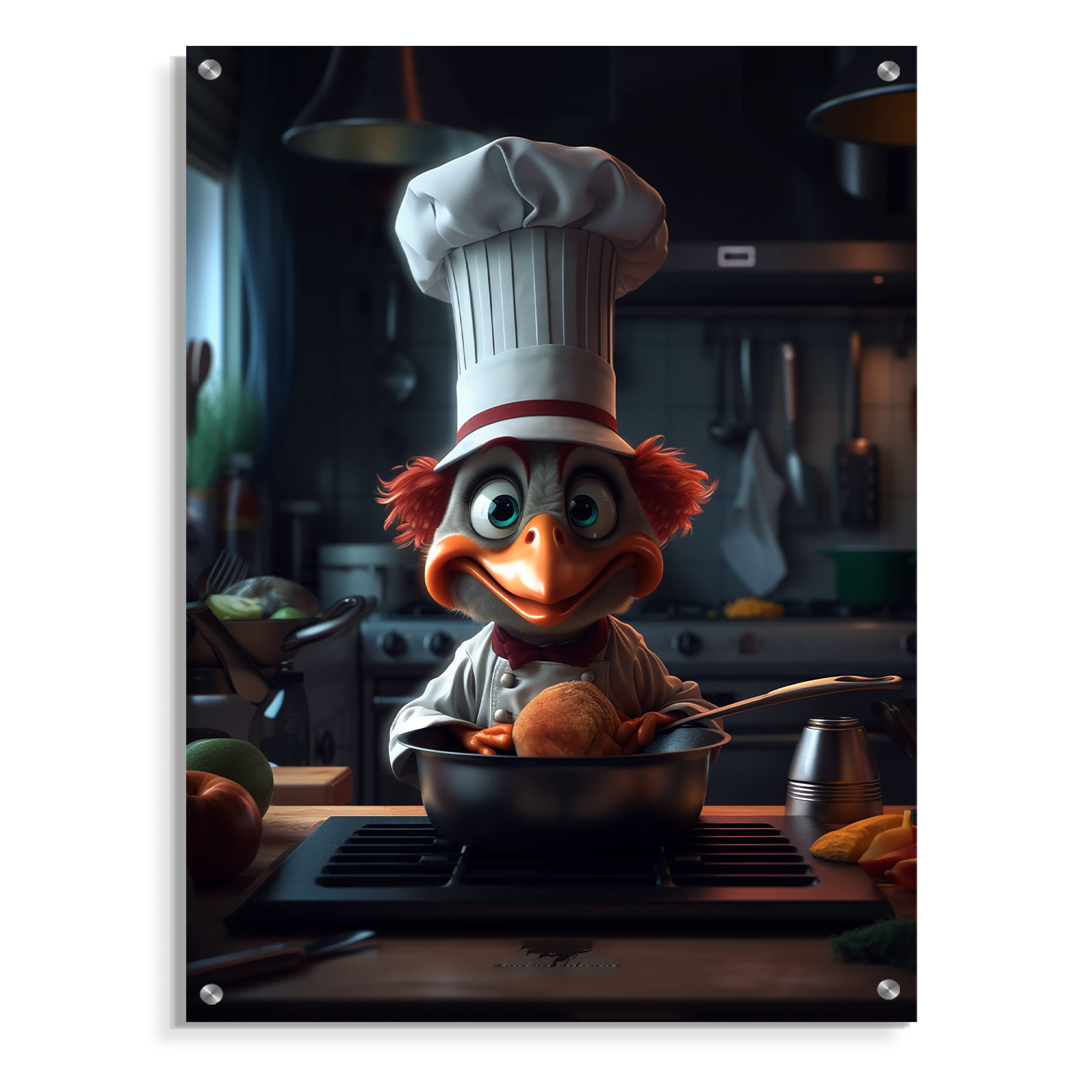 Trinx Grey Bird Chef In The Kitchen - Bird Kitchen Acrylic Wall Art For ...