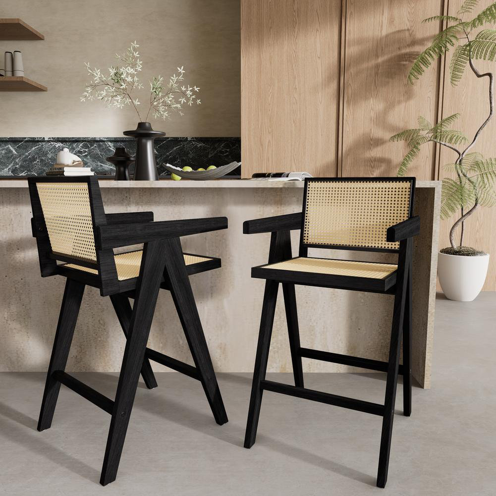 Bayou Breeze 2 Piece Bar Set (Black,Natural) | Wayfair