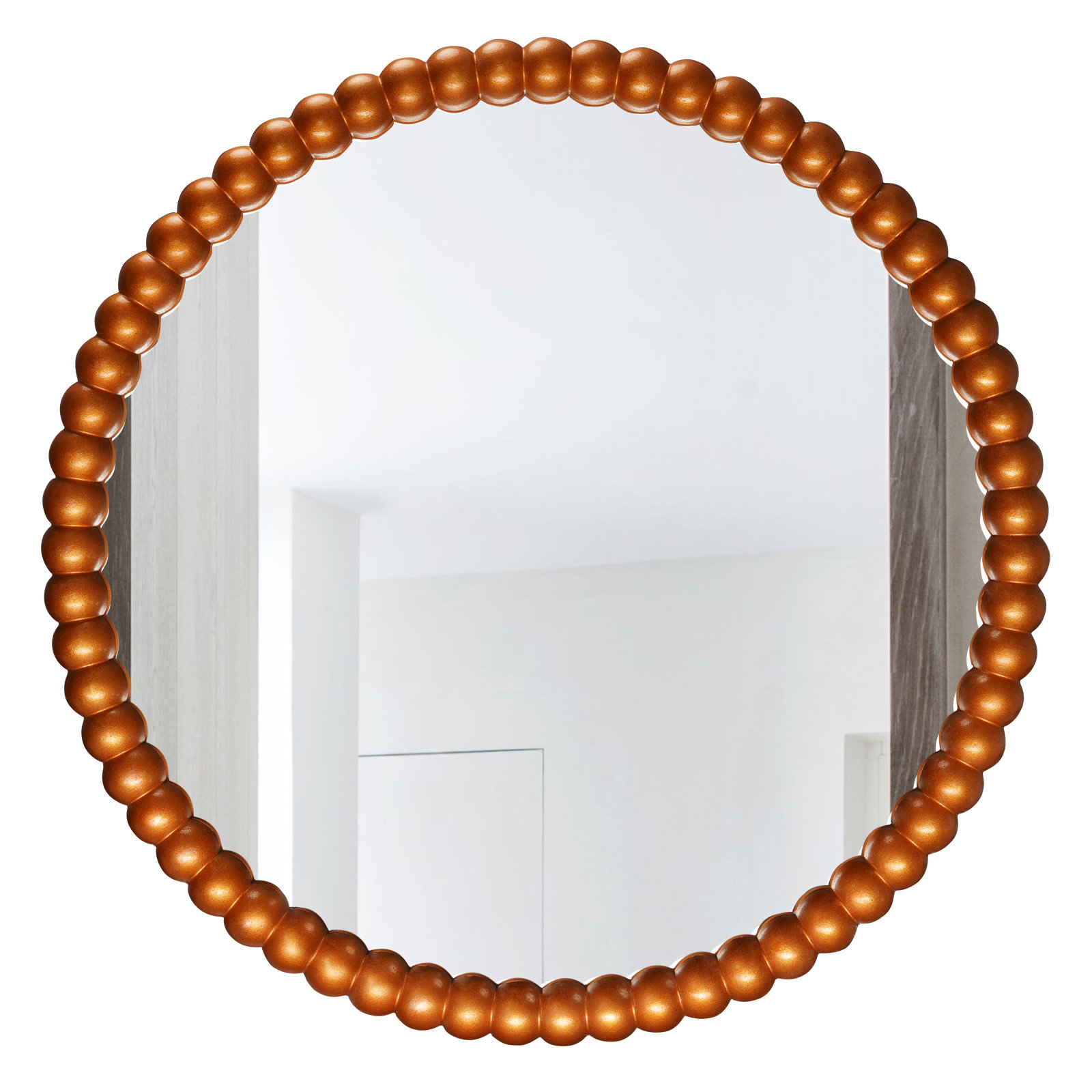 Wildon Home® Ayde Round Solid Wood Bead Accent Mirror Home Decoration ...