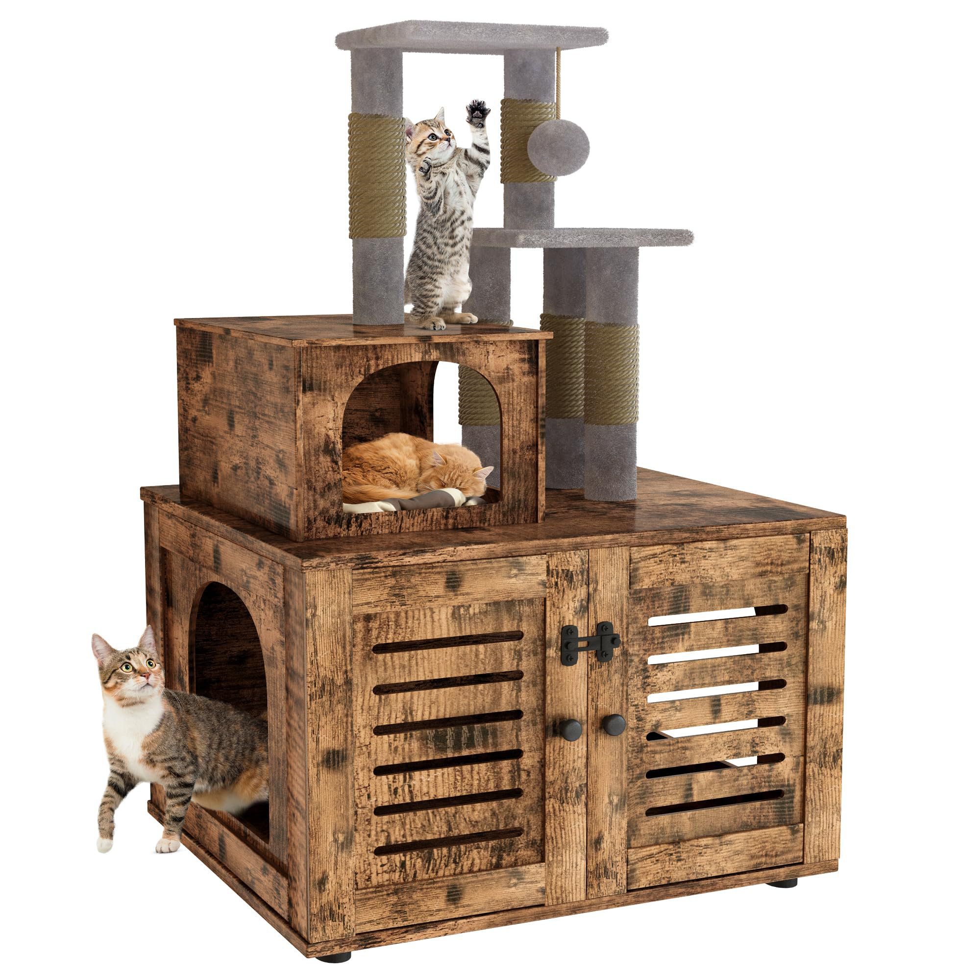 Tucker Murphy Pet™ Multi-Level Cat Tree with Hidden Litter Box - All-in ...