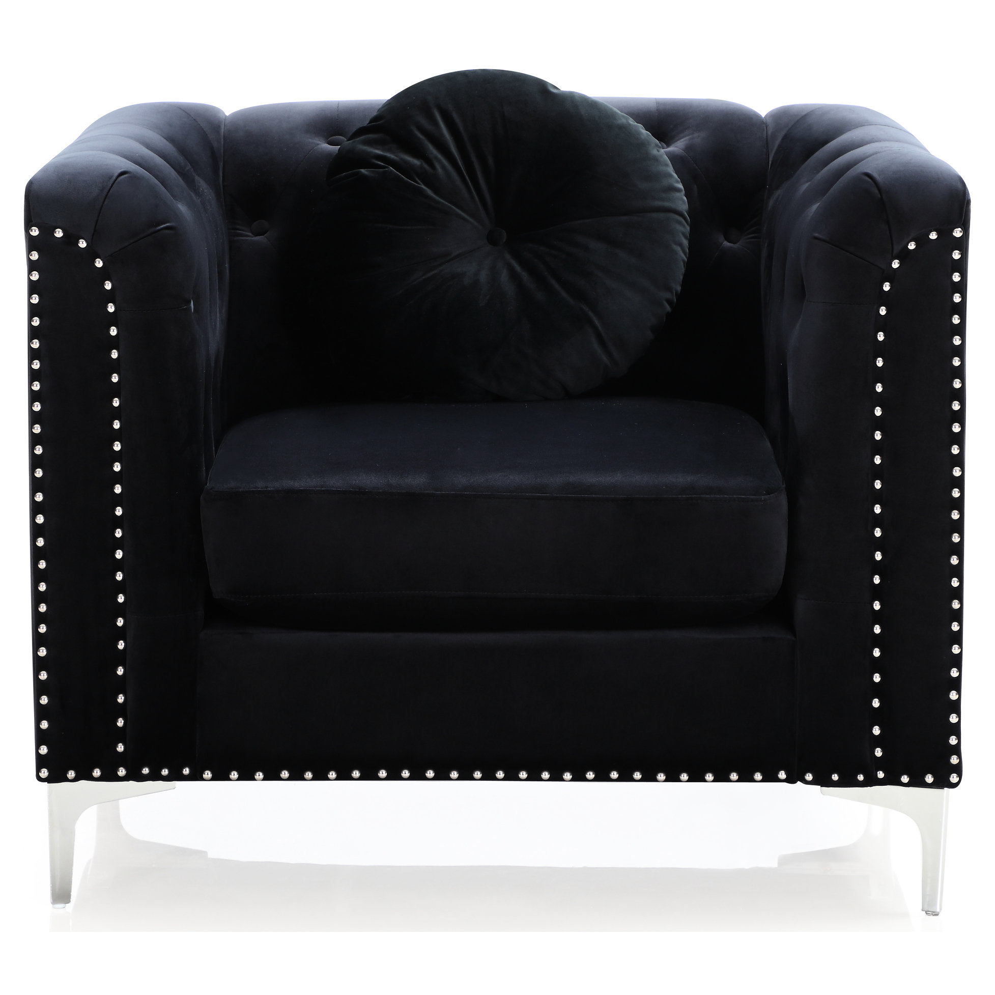 Everly Quinn Modern Sloped Arm Chair In Velvet - 38"w X 34"d 31"h, With ...