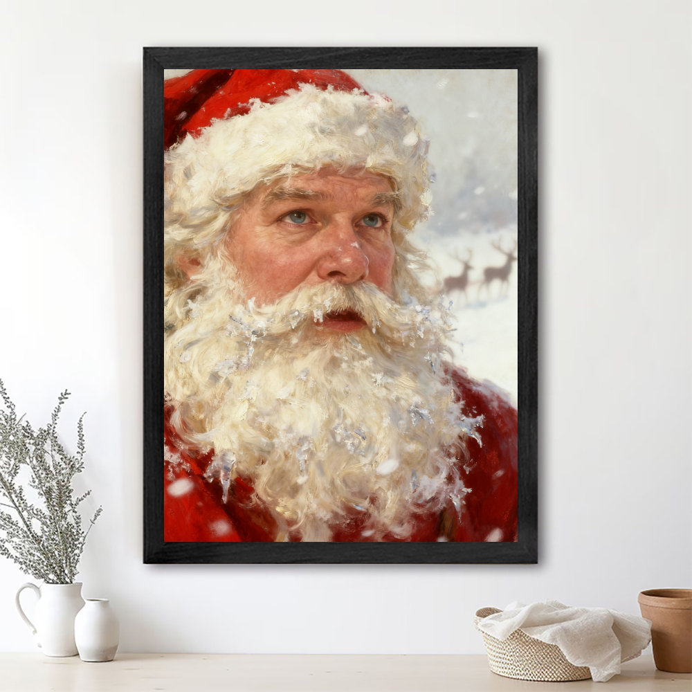 Winston Porter Black Framed Vintage Santa Claus Wall Art Retro Style ...