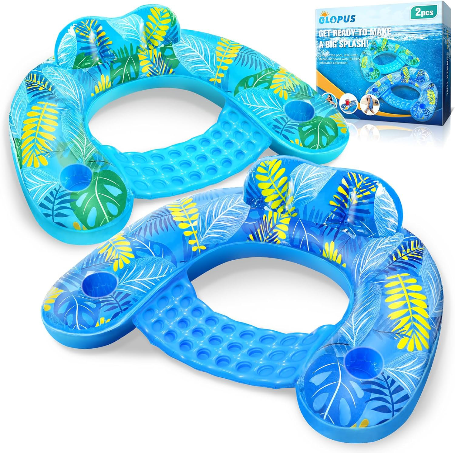 Utibia Inflatable Pool Float Chair, 2 Pack Pool Chair Floats for ...