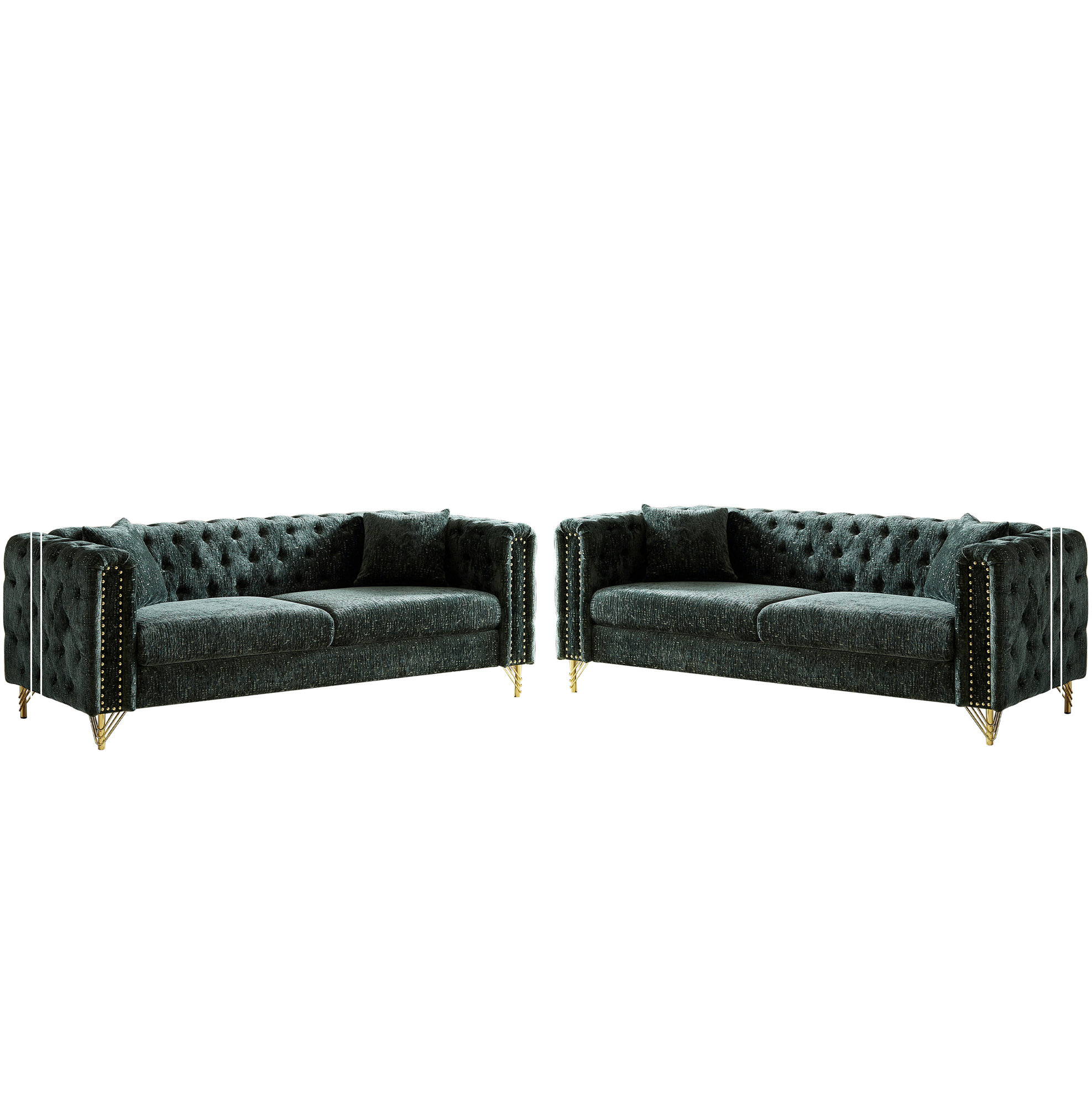 Mercer41 Chenille Pull Buckle Design Sofa for Living Room,Buttons ...