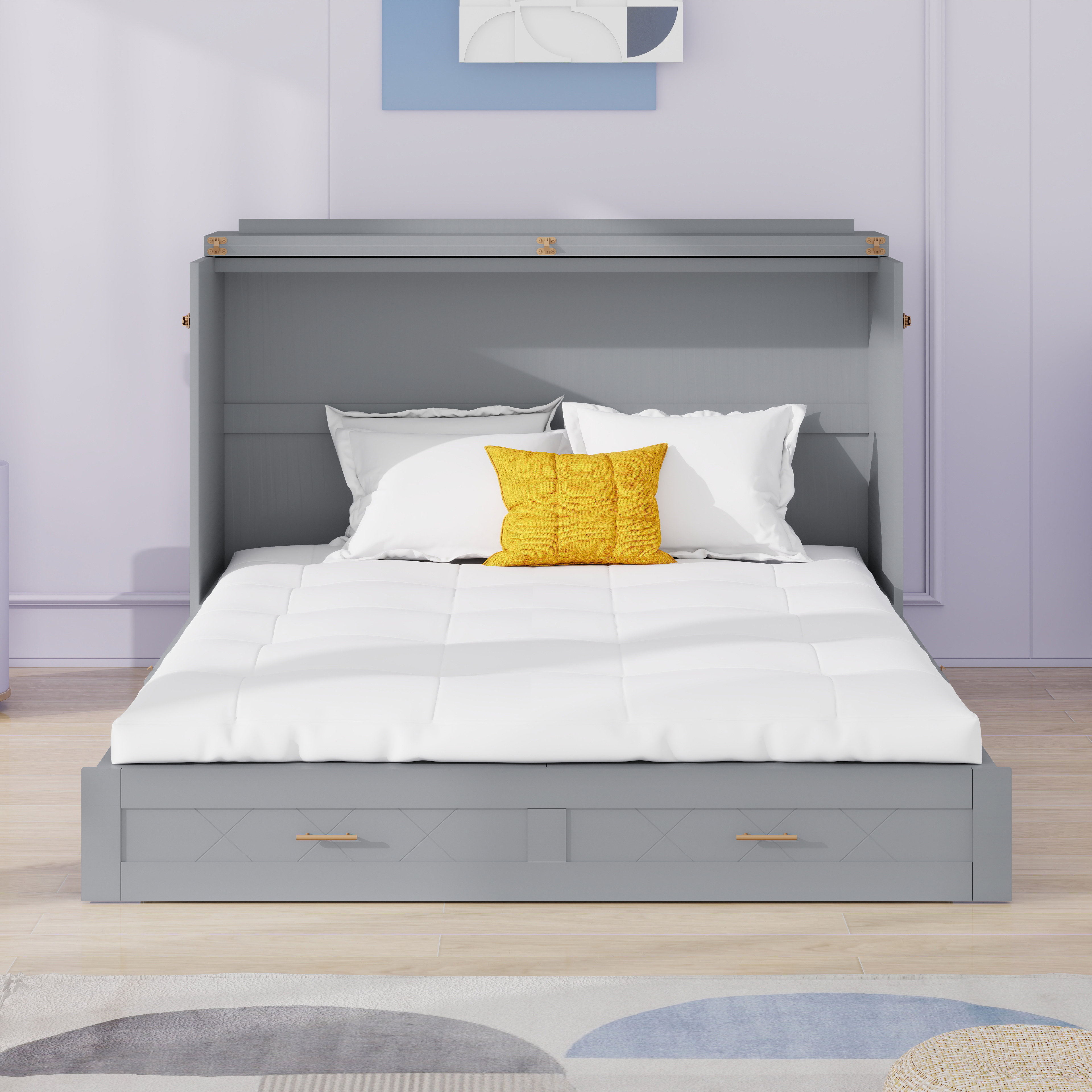 ROYALIFIC Murphy Bed Wall Bed With Drawer And A Set Of Sockets & USB ...