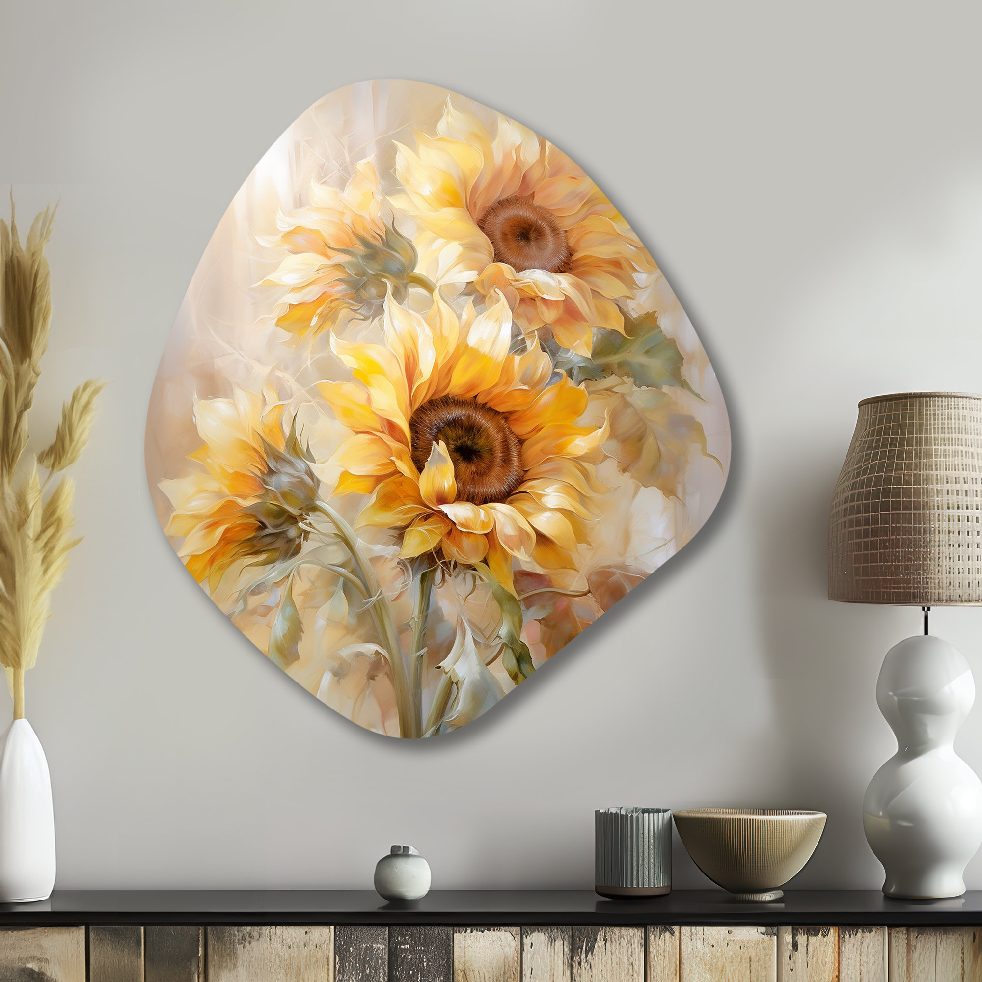 Design Art Beige Sunflowers Romantic Impression V - Sunflowers Nebula ...