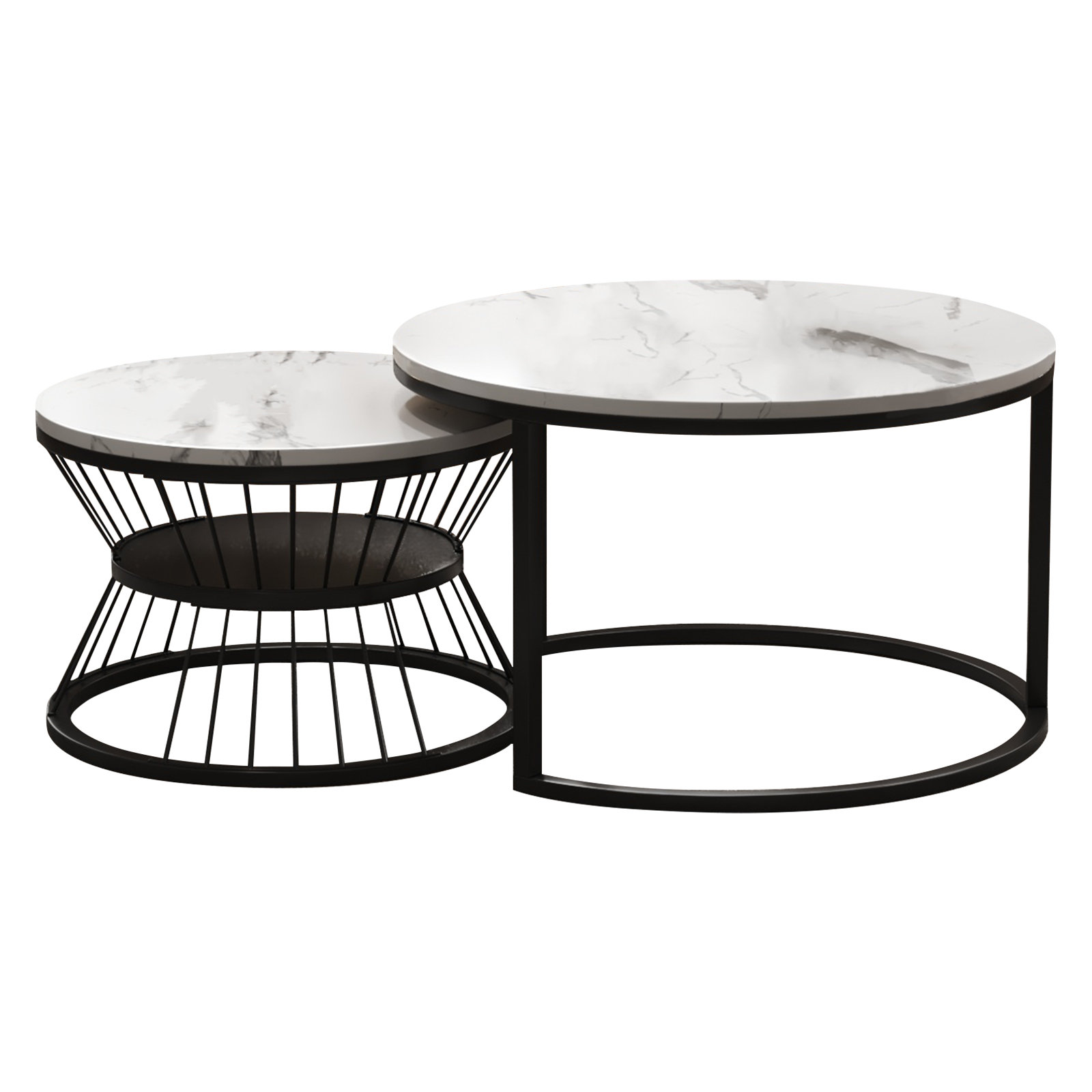 Wrought Studio™ Nested Coffee Table Black 2-piece set, 27.5-inch round ...