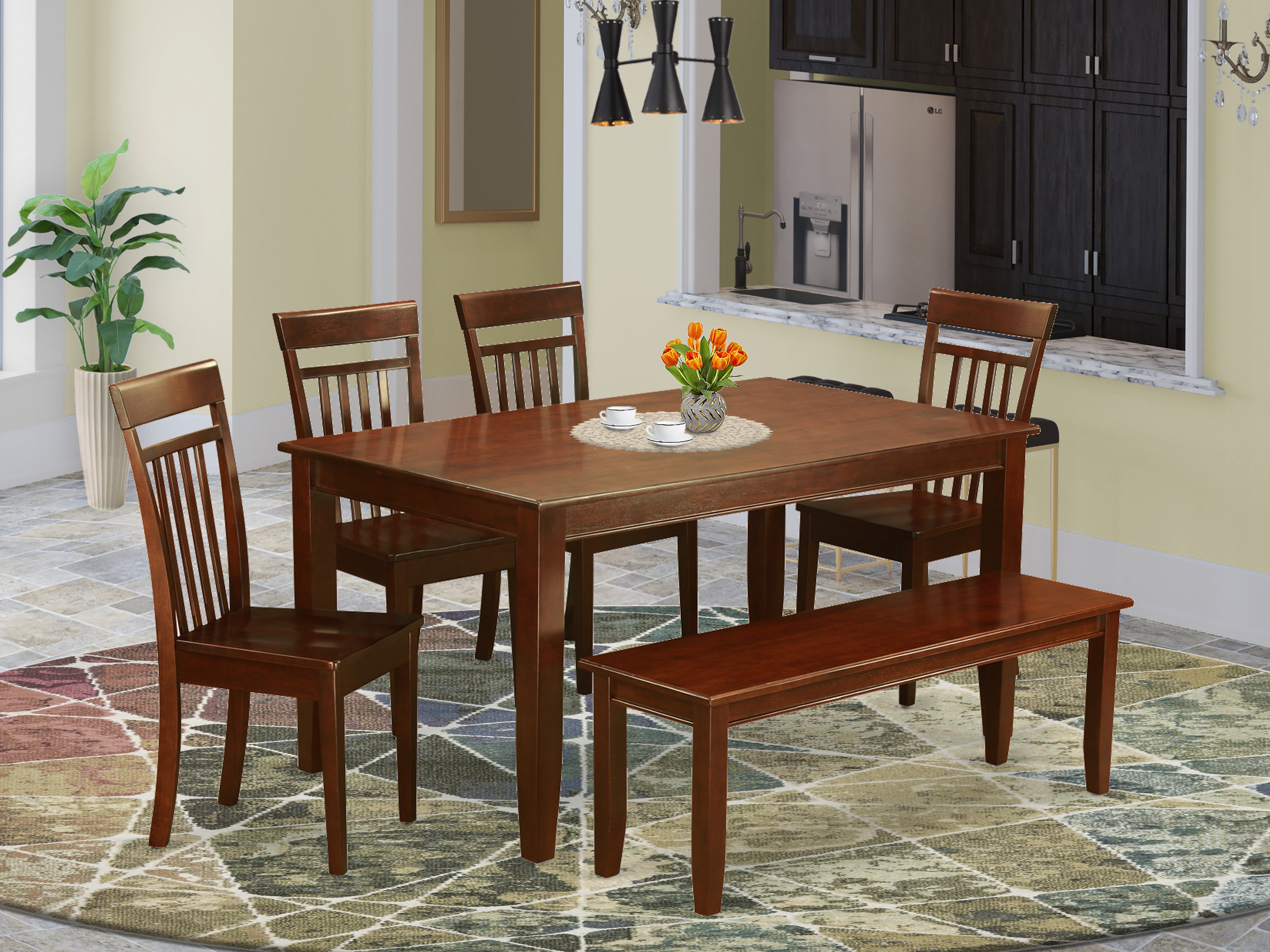 Charlton Home® Sisneros 6 - Person Rubberwood Solid Wood Dining Set ...