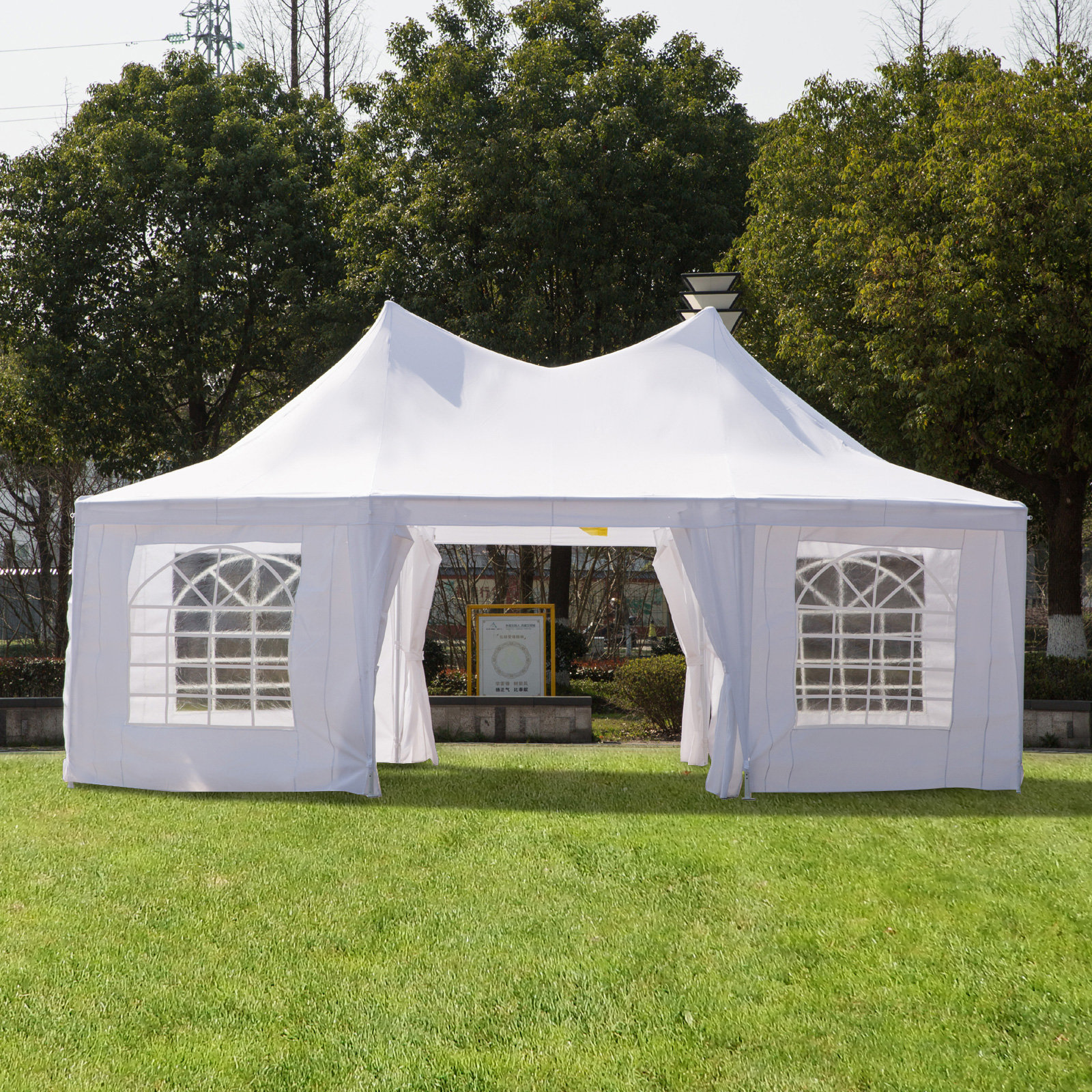 Outsunny Party Tent, Wedding Tent with Sidewalls, Heavy Duty Event Tent ...