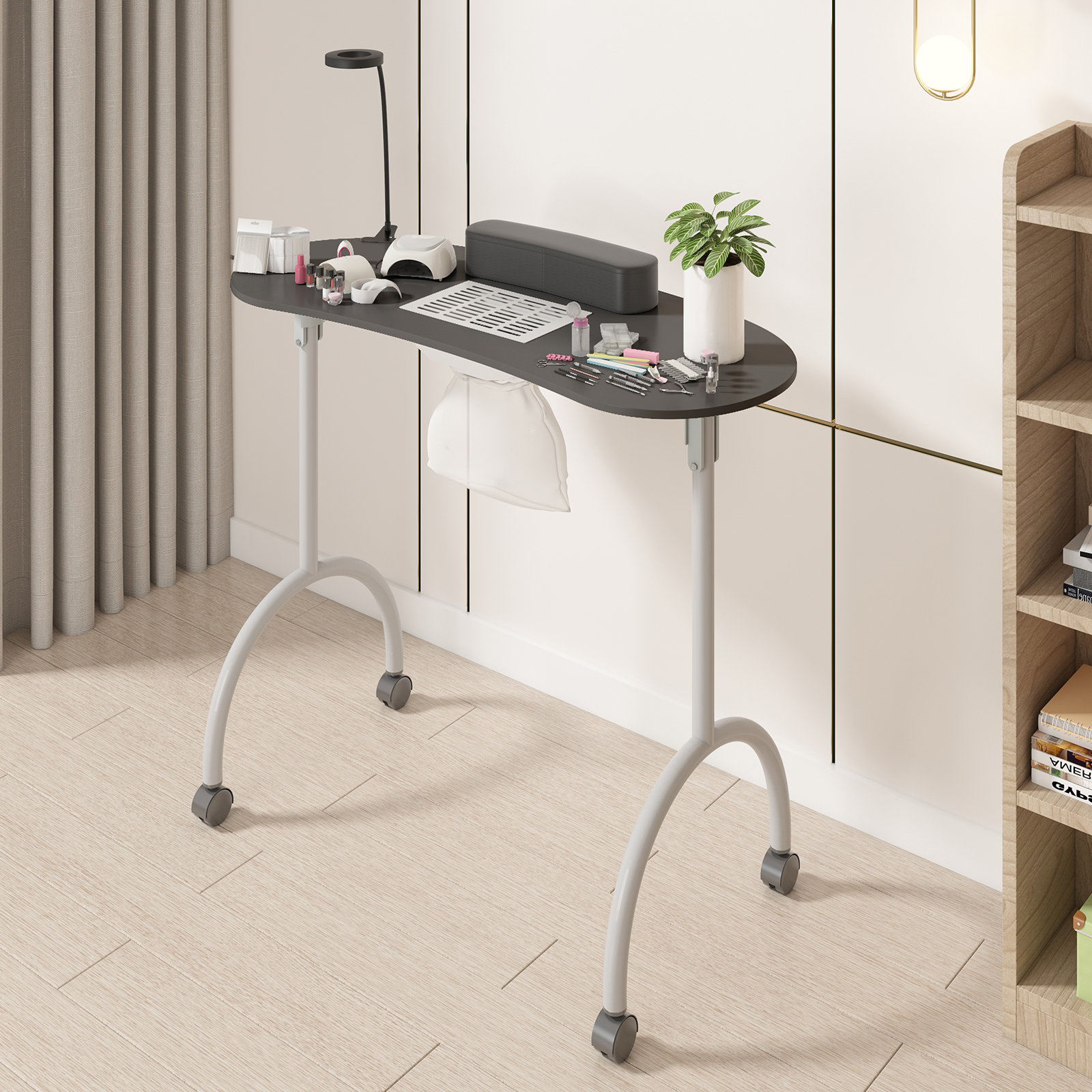 Wrought Studio™ Extine Portable Folding Manicure Nail Table with HEPA ...