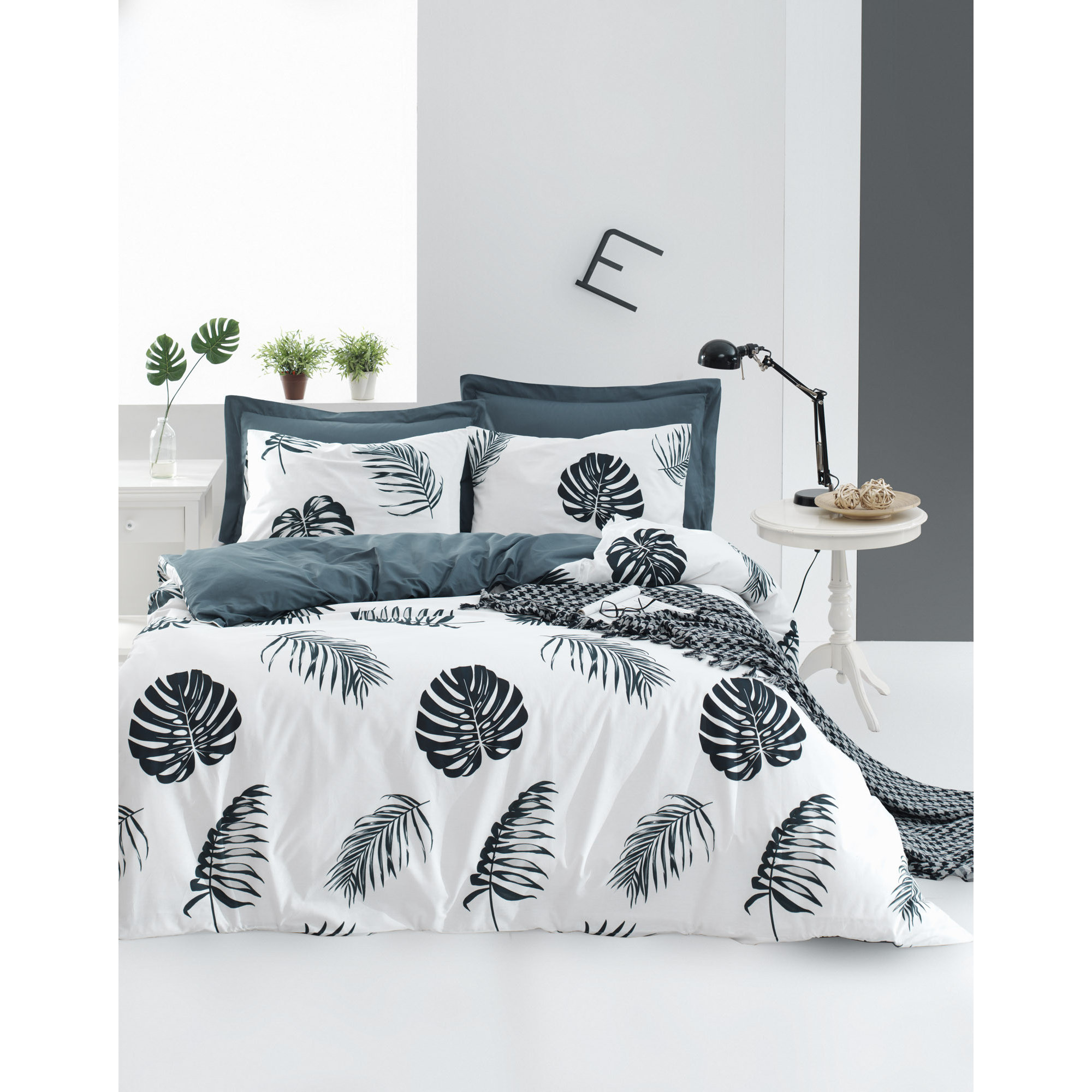 Asir Group INC Monstair White/Black/Dark Blue 100% Cotton Duvet Cover ...