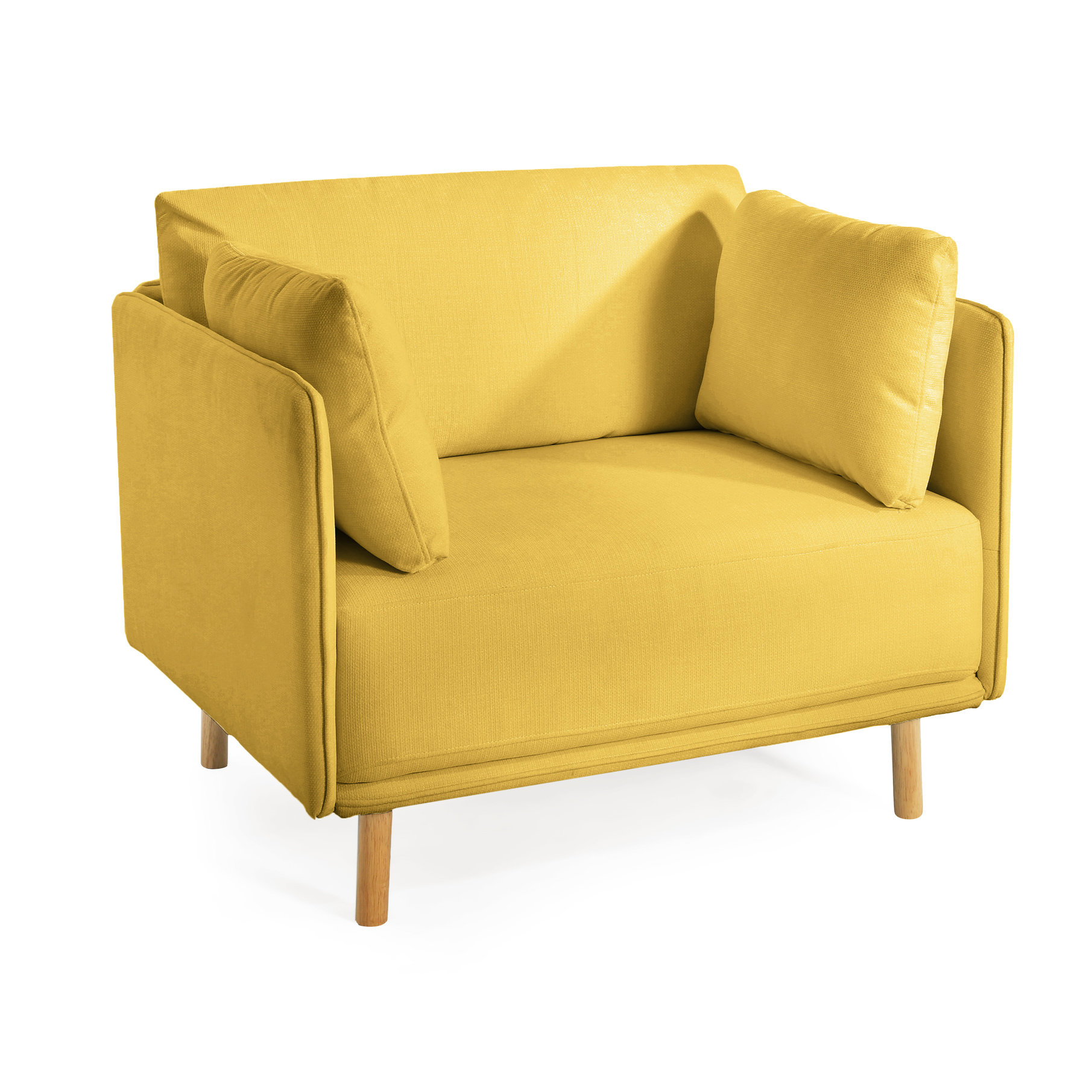 George Oliver 39" Yellow Upholstered Chair With Legs And Cushioning For ...