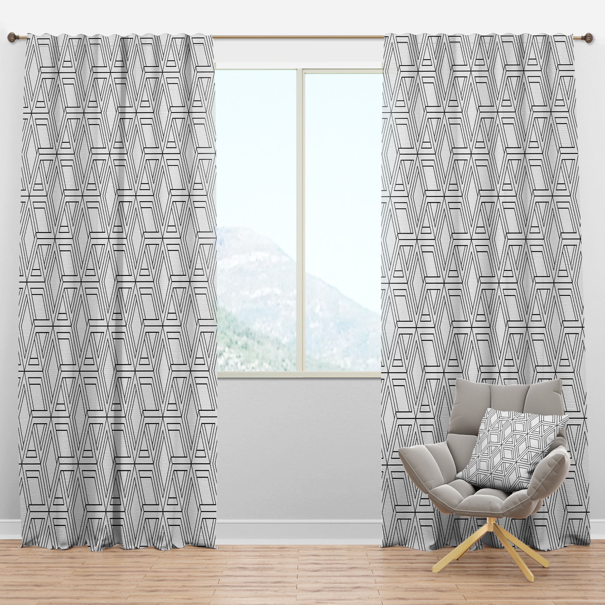 Design Art Scandinavian in Op Art Design Geometric Semi-Sheer Thermal ...