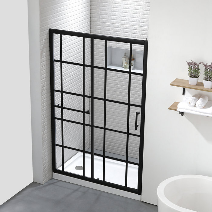 Zipcode Design™ Cyrus 48'' W x 72'' H Framed Shower Door with Clear ...