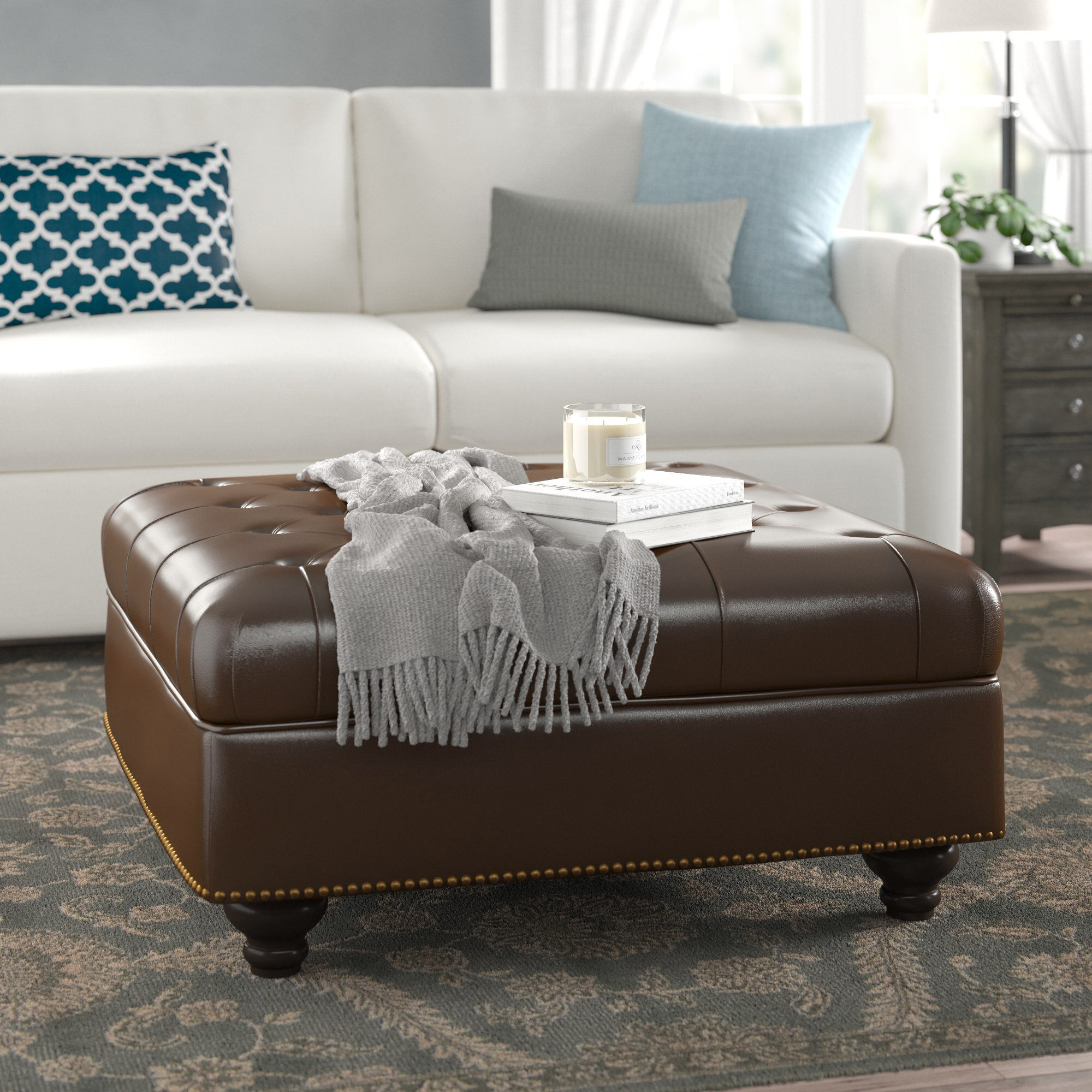 Lark Manor Aakanksha Faux Leather Ottoman & Reviews | Wayfair