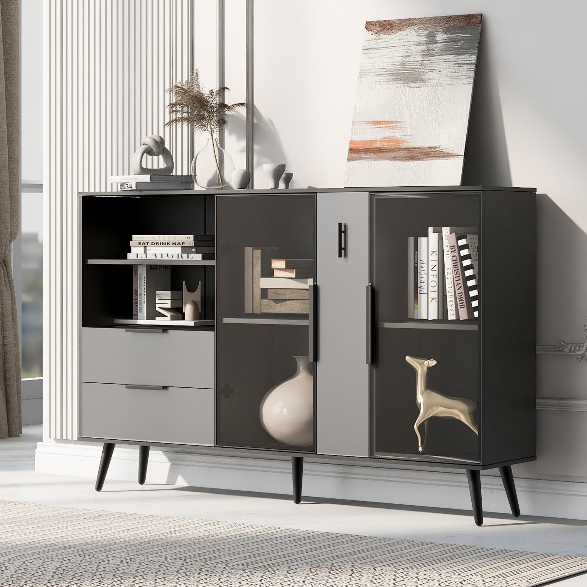 Corrigan Studio® Featured Two-Door Storage Cabinet With Two Drawers ...