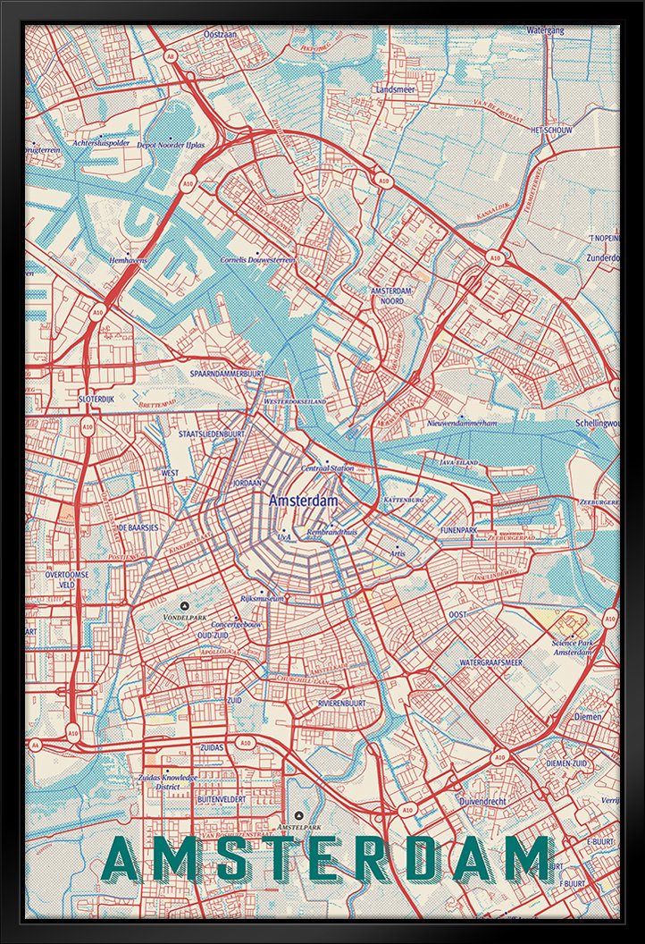 ATX Art Group LLC Retro Map - Amsterdam by Stanley Print House - on ...