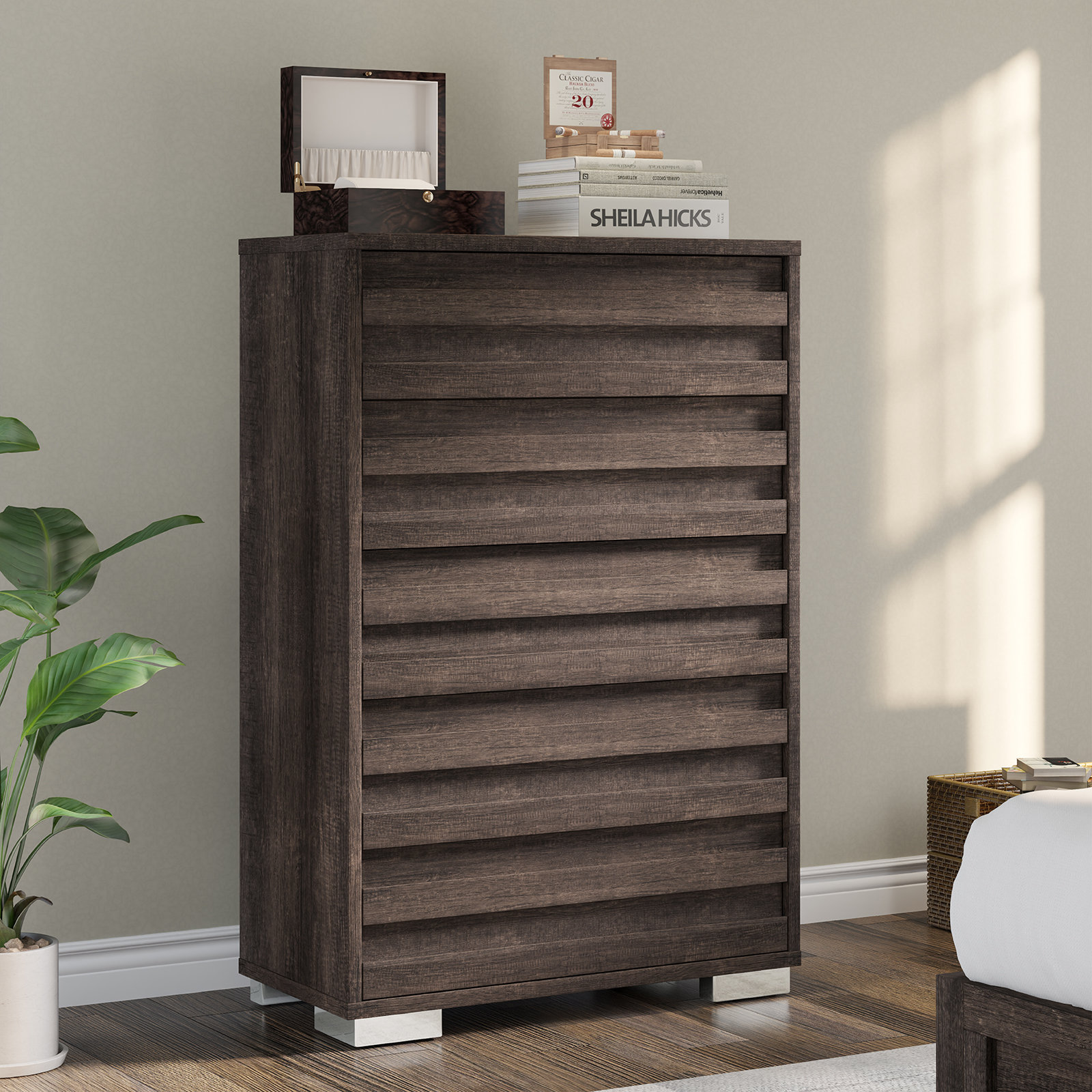 Ebern Designs Louby 5 Chest Of Drawers For Bedroom, 47" Tall Drawers ...