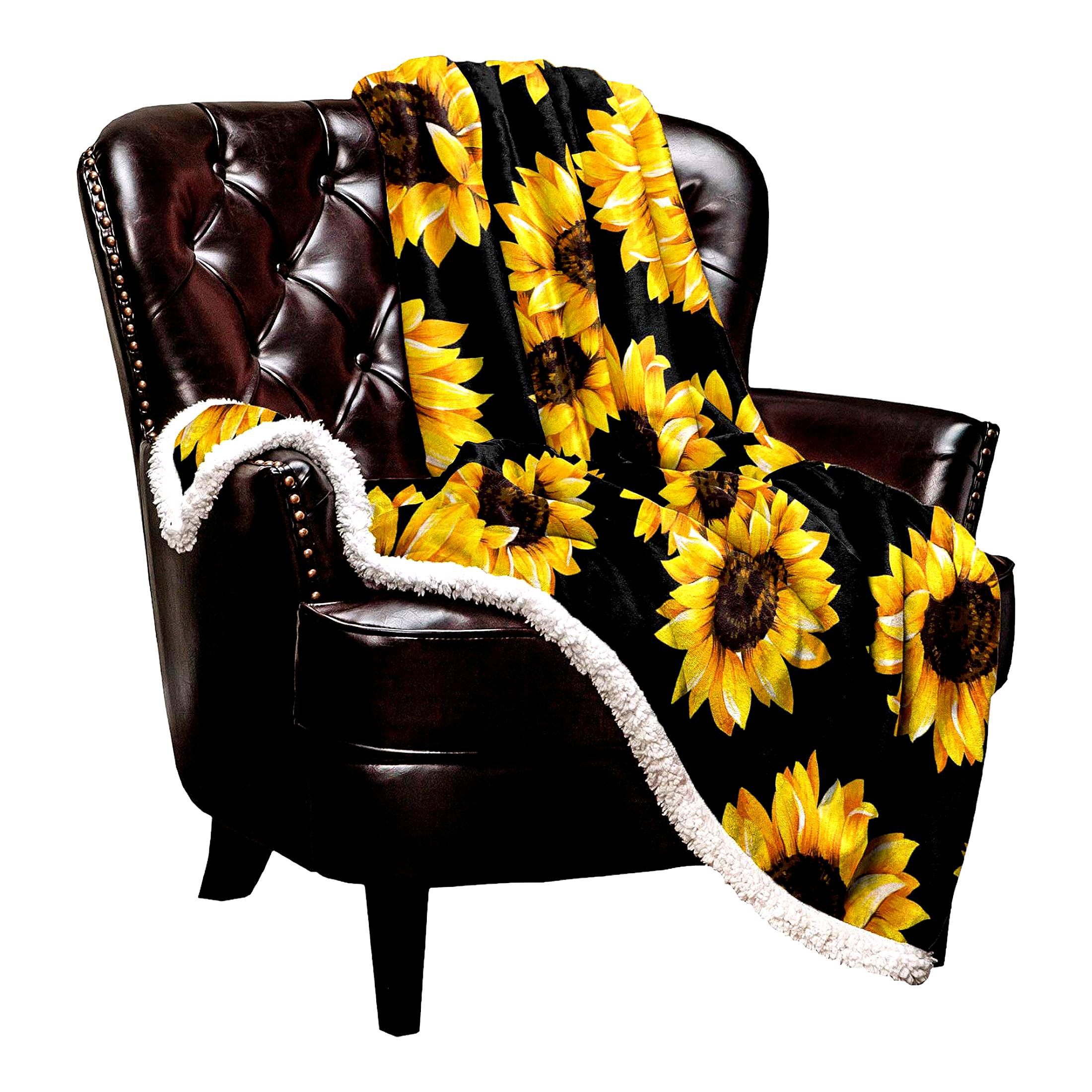 BRBCA Sunflower Bliss Sherpa Fleece Blanket - Ultra Thick & Warm, Cozy ...