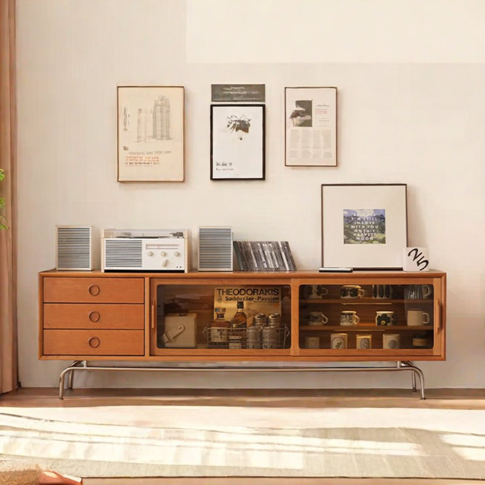 jessica Simple Retro Storage TV Cabinet 70.86'' W Storage Credenza ...