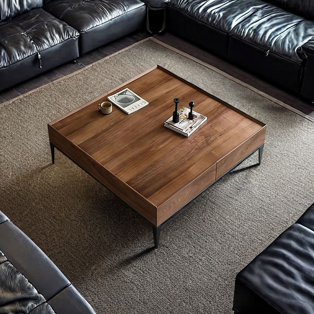 EXCEEB Solid wood simple square storage coffee table | Wayfair