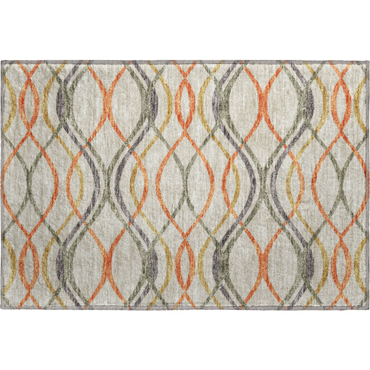 Bungalow Rose Premium Machine Washable Prisco Orange Rug | Wayfair