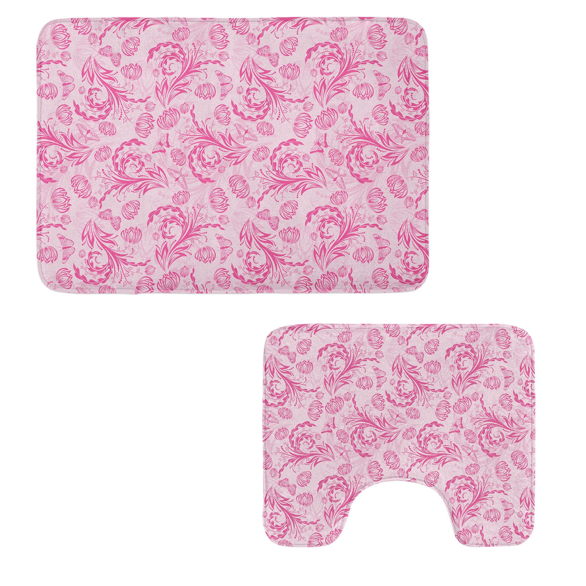 Fleur De Lis Living Pink Bathroom Rug Set 2 Pieces Rectangle & Contour ...