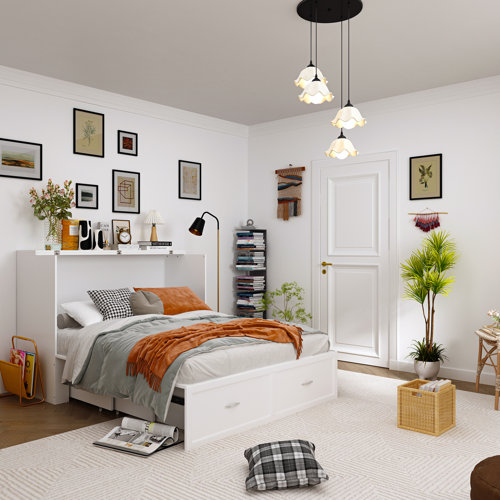 Latitude Run® Detravious Fold Out Murphy Bed With Power Outlets ...