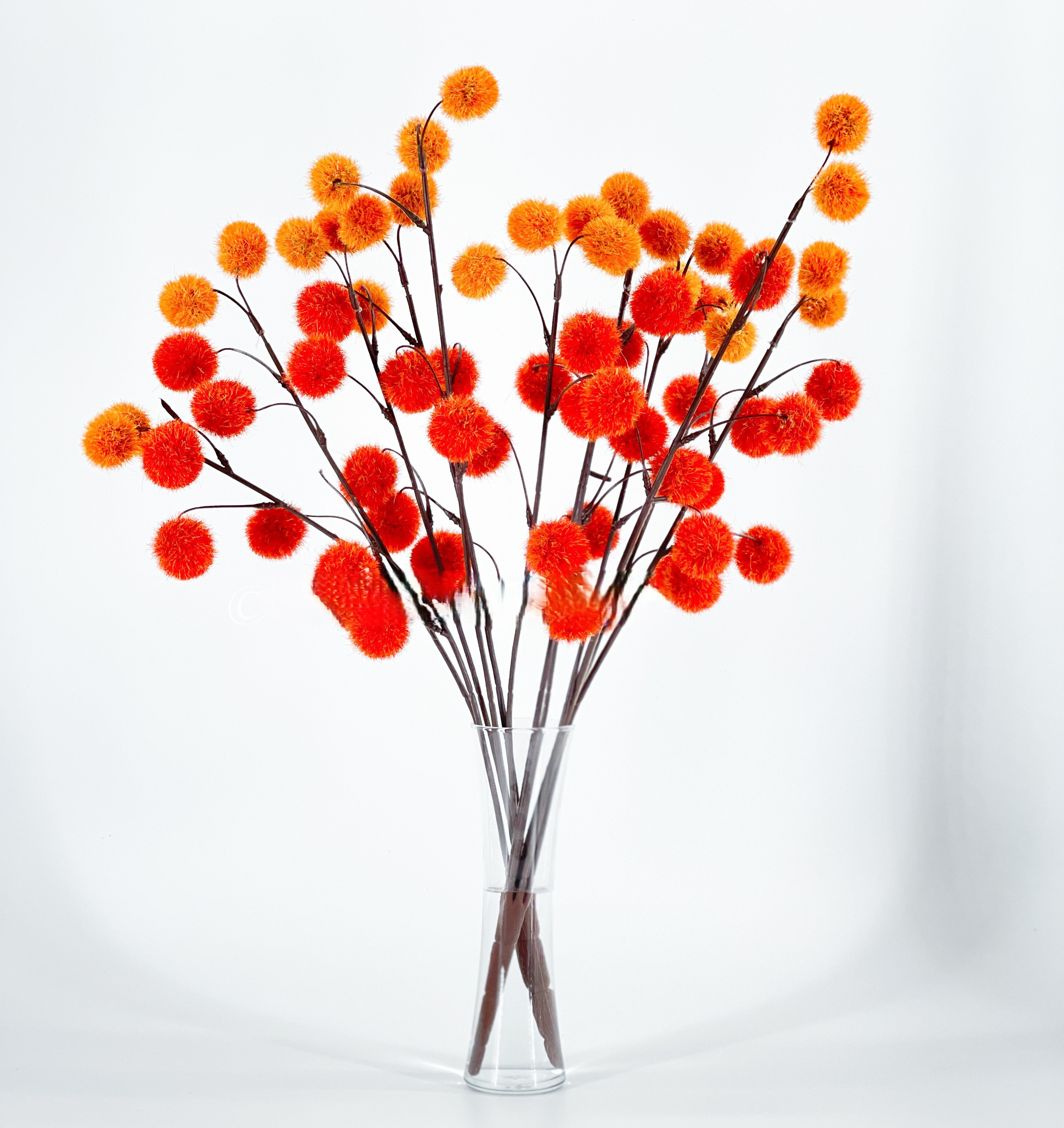 Primrue Orange Red Billy Balls Artificial Faux Arrangement In Vase | Wayfair