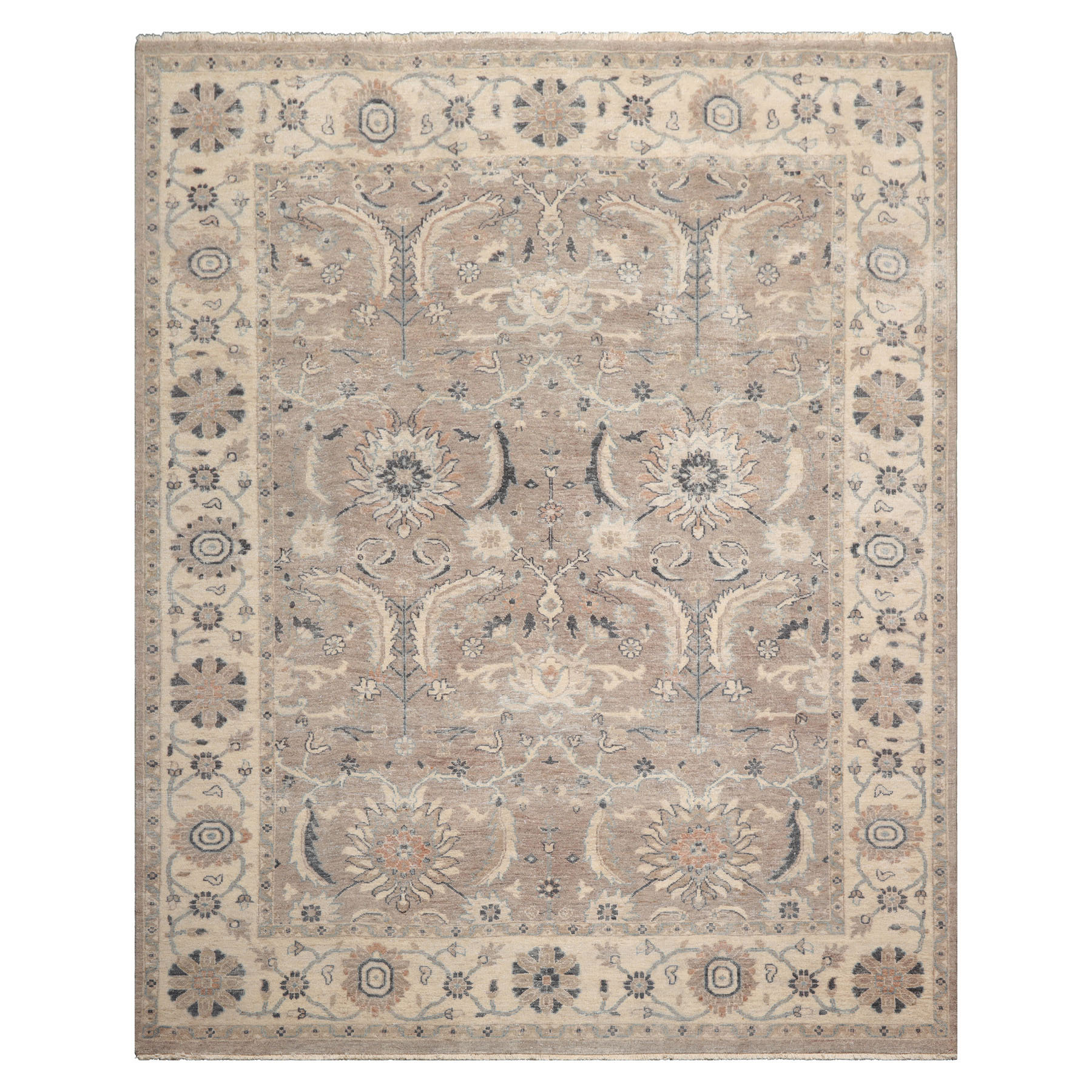 Oriental Rug of Houston Tan Ivory Distressed Wool Rug 8x10 HandKnotted ...