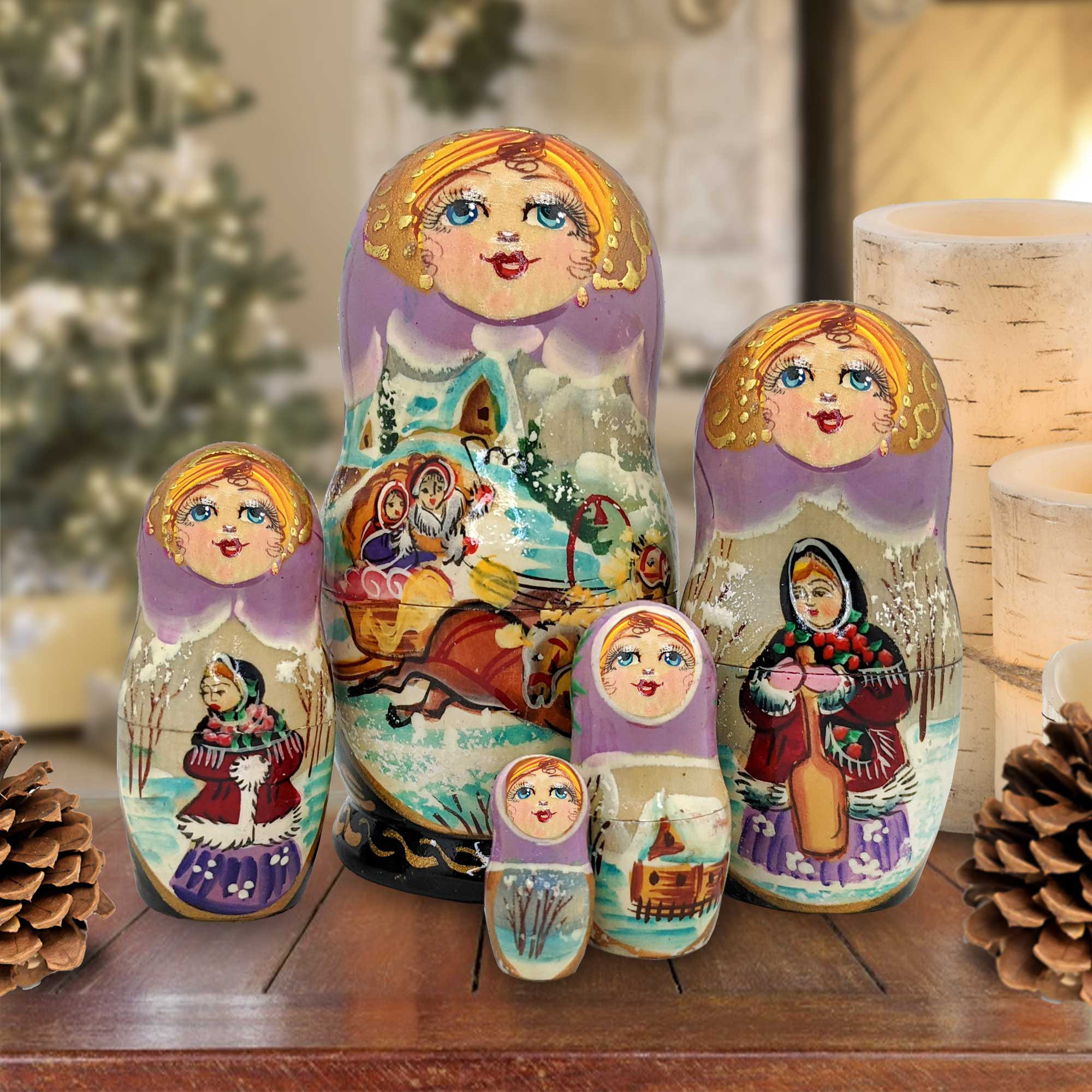The Holiday Aisle® Winter Fun Old World Babushka, Matryoshka, Wooden ...