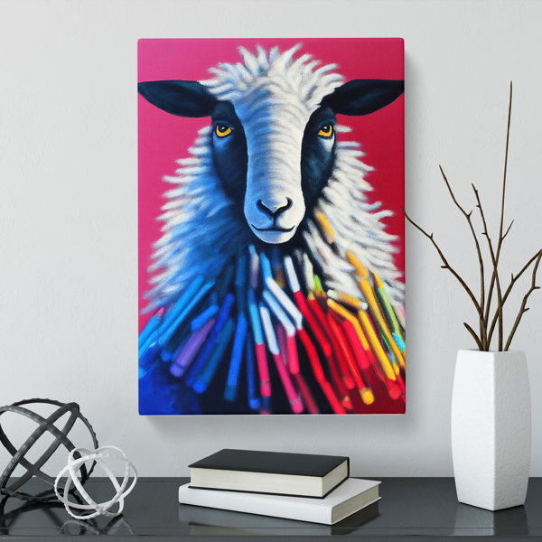 Brambly Cottage Sheep Crayon - Wrapped Canvas Graphic Art | Wayfair.co.uk