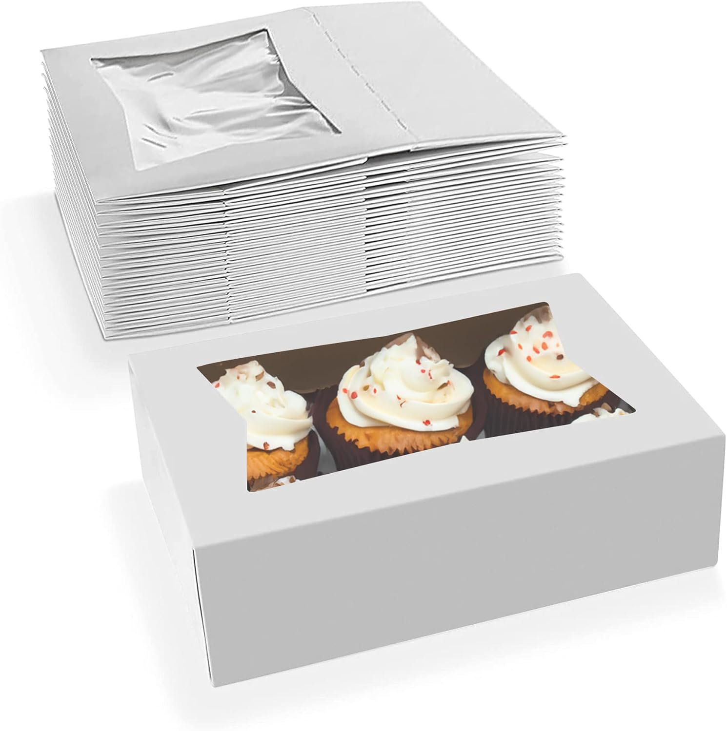 Prep & Savour Decima Cupcake Box - 8" x 5.75" x 2.5" Bakery Boxes with ...