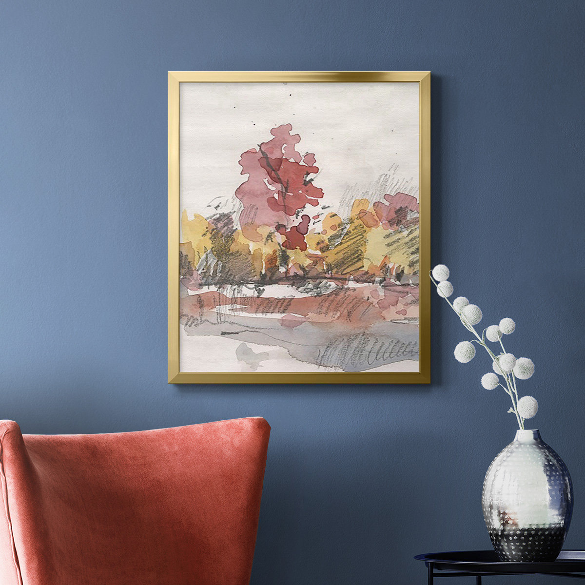 Ophelia & Co. Watercolor Treeline Sketch I Premium Framed Canvas ...